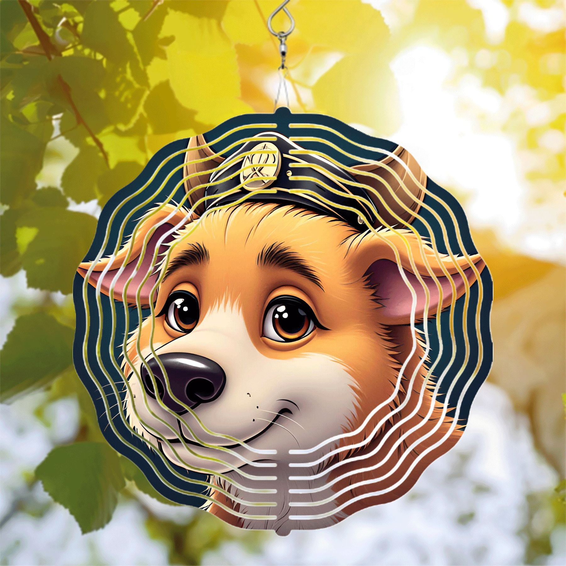 Vibrant Metal Hanging Wind Spinners with Playful Dog Design & Star ...