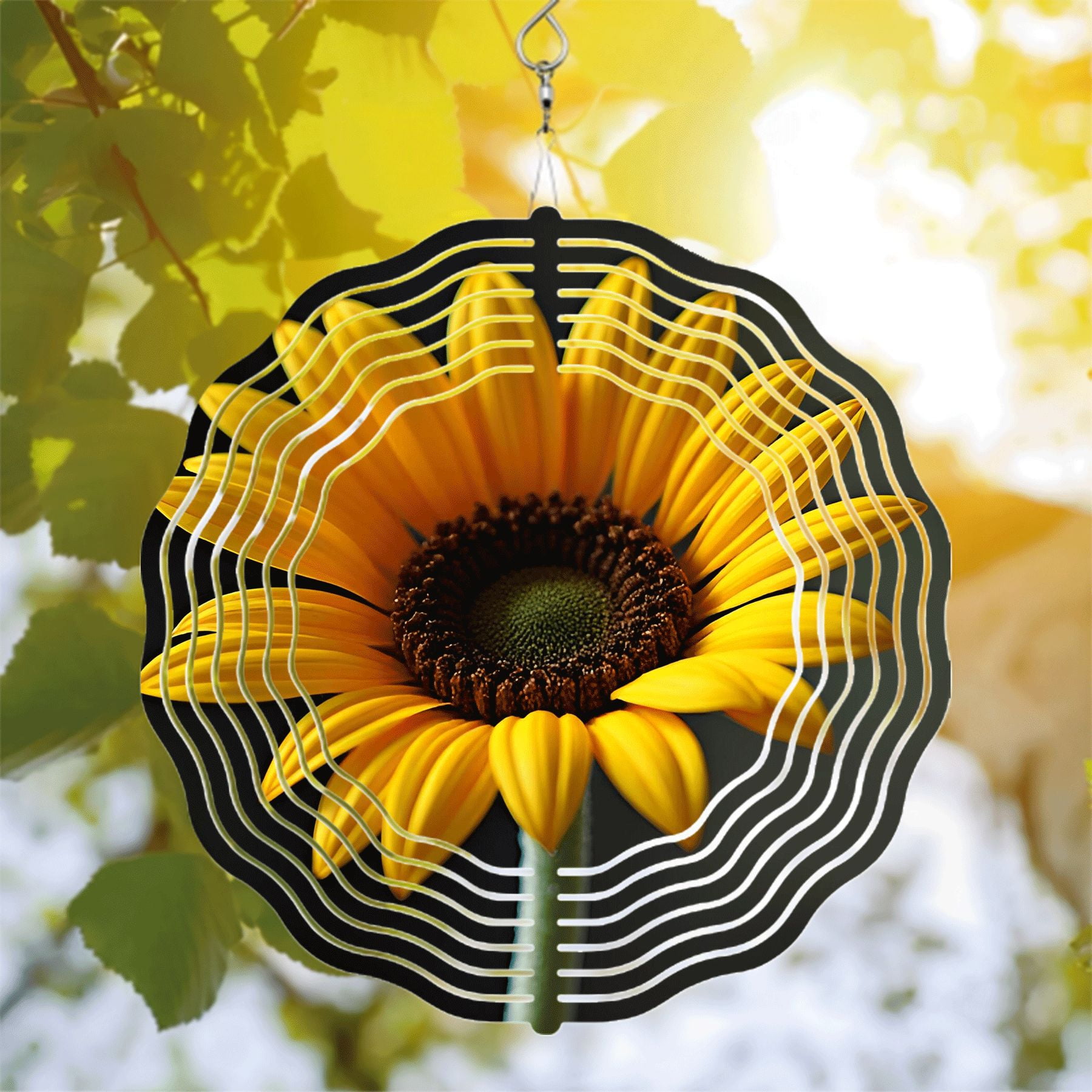 Vibrant Metal Hanging Wind Spinners with Sound Wave Design - Modern ...