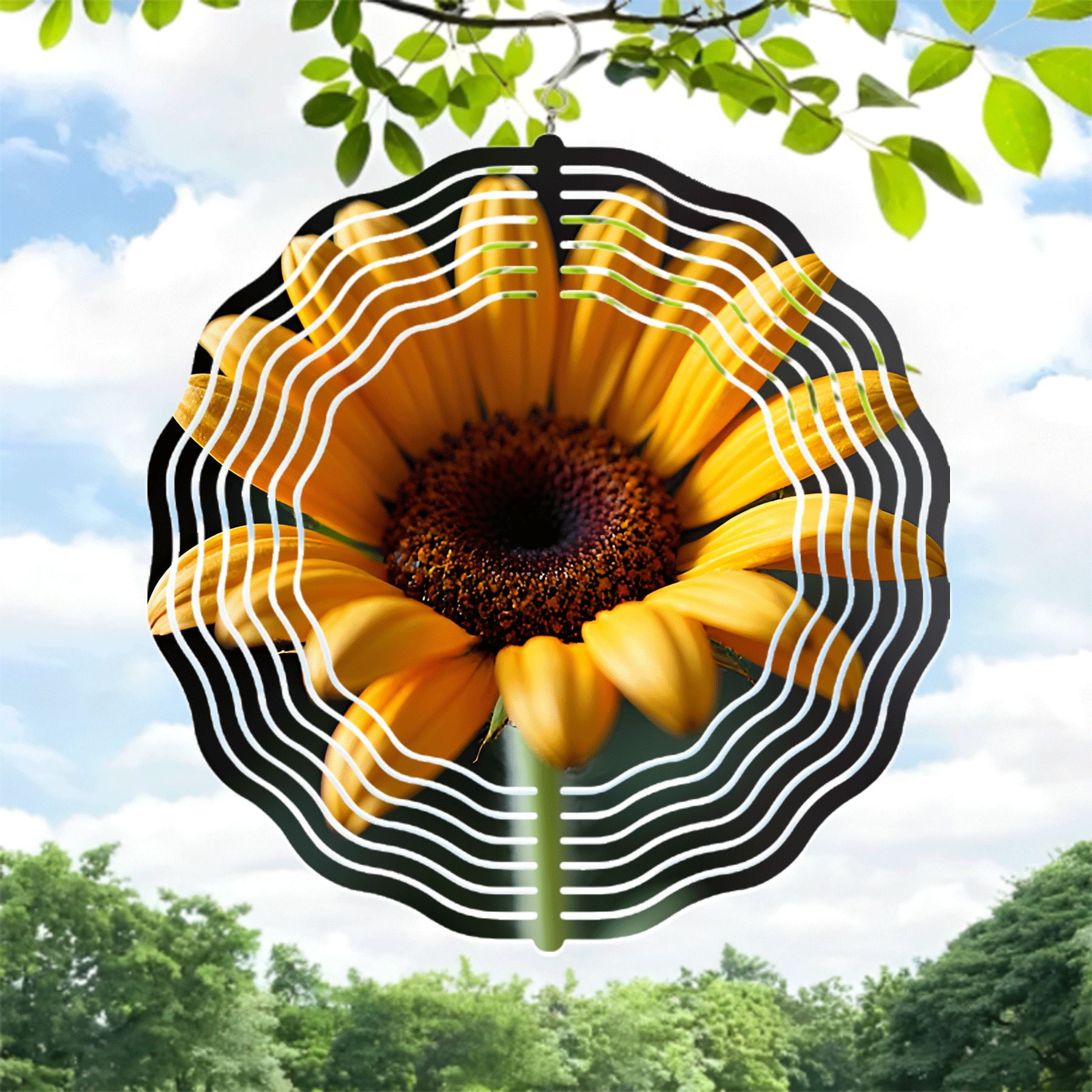 Vibrant Metal Hanging Wind Spinners with Sunflower Design - Bright ...