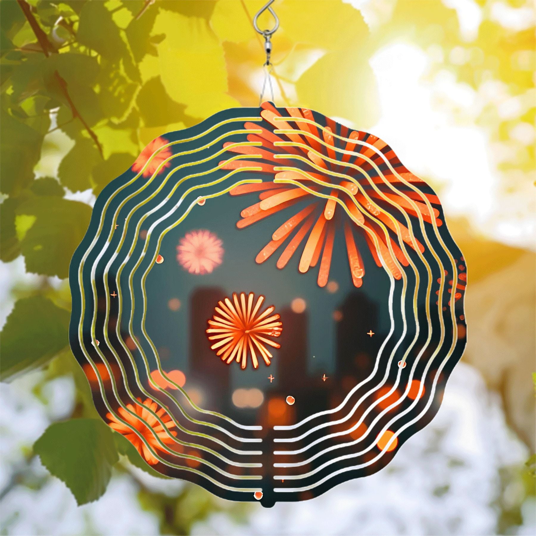 Vibrant Metal Hanging Wind Spinners with Wave - Like Pattern ...