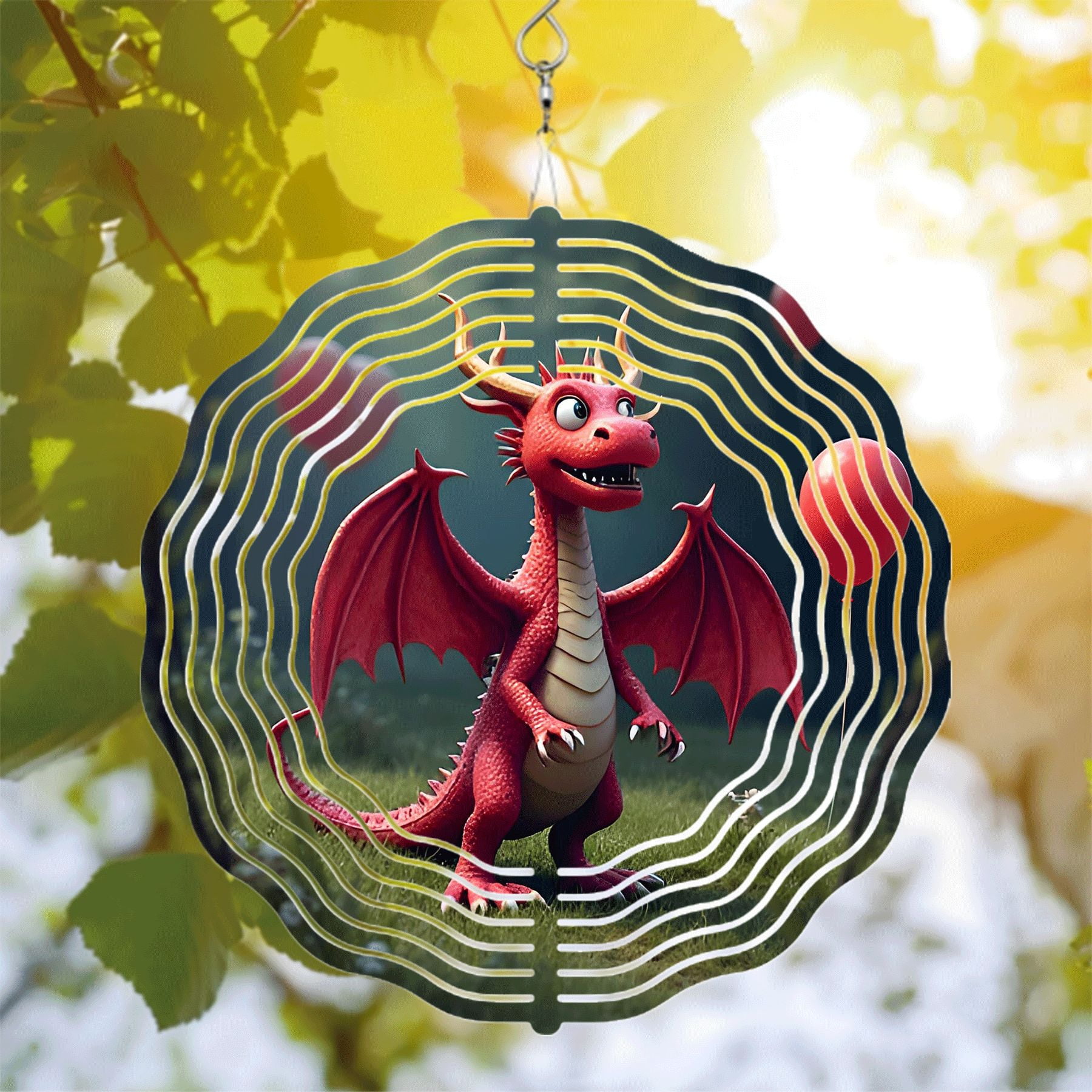 Vibrant Metal Hanging Wind Spinners with Whimsical Circular Patterns ...