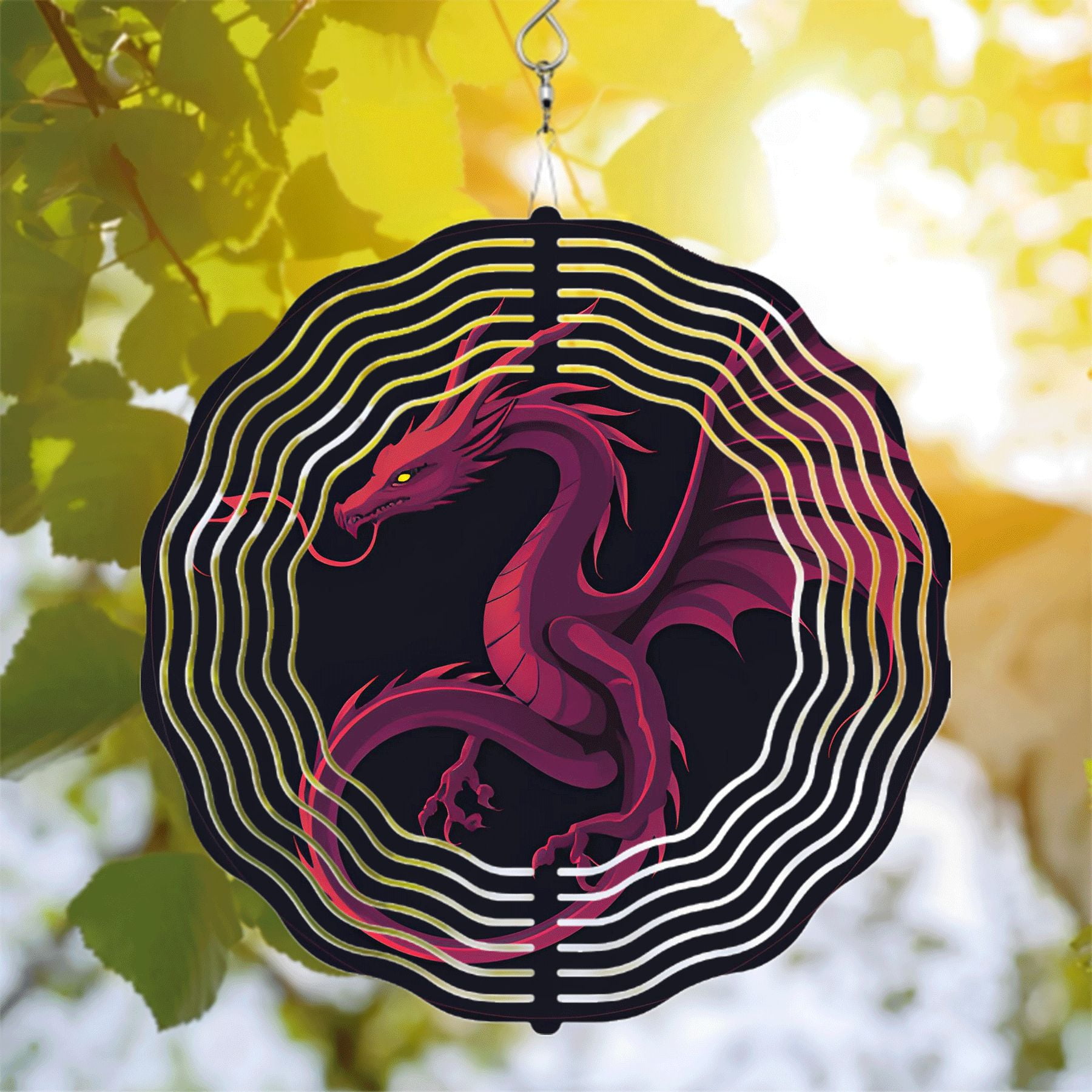Vibrant Metal Wind Spinner & Chime - Intricate Design with Dynamic Wave ...