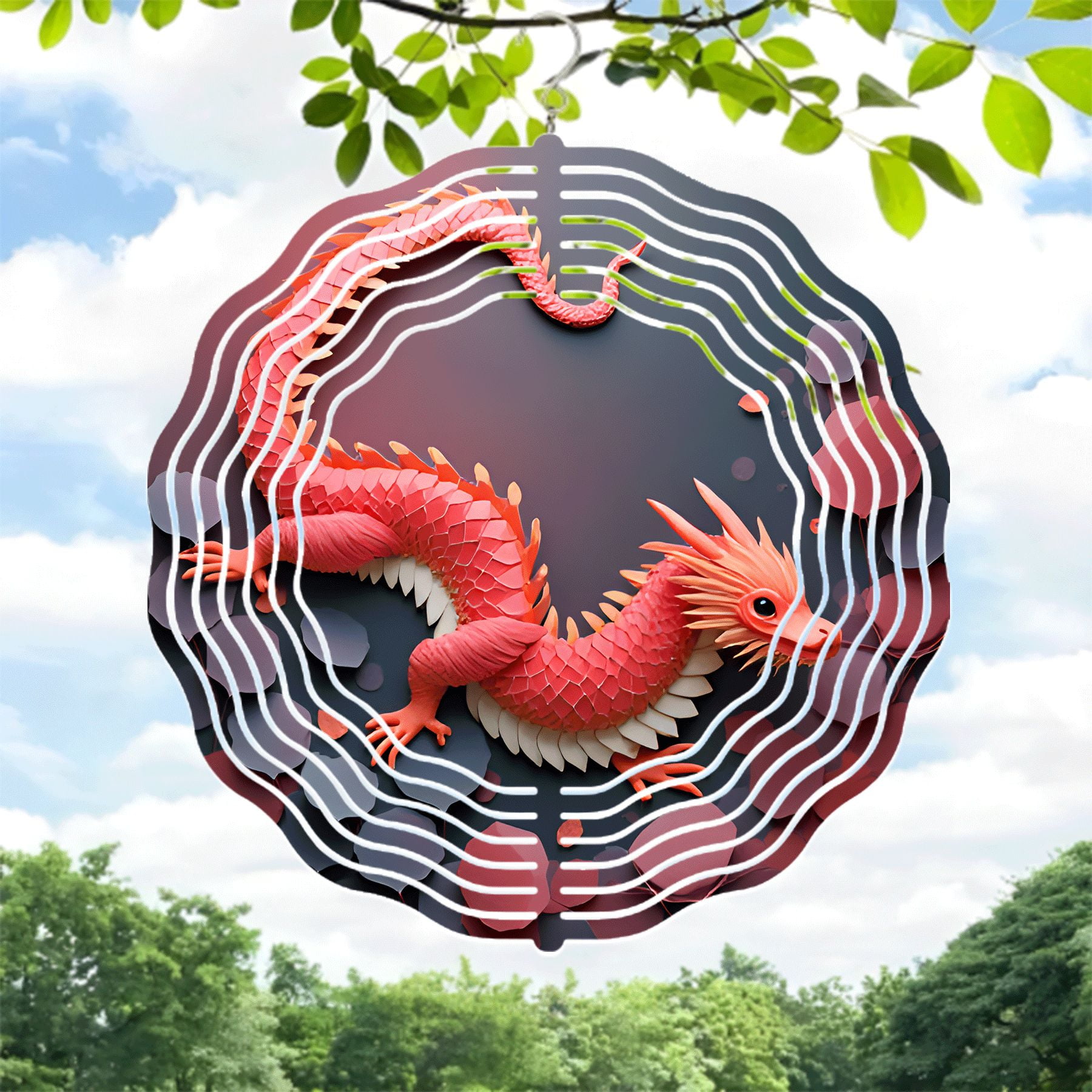 Vibrant Metal Wind Spinner & Chime - Intricate Scales Claws Modern ...