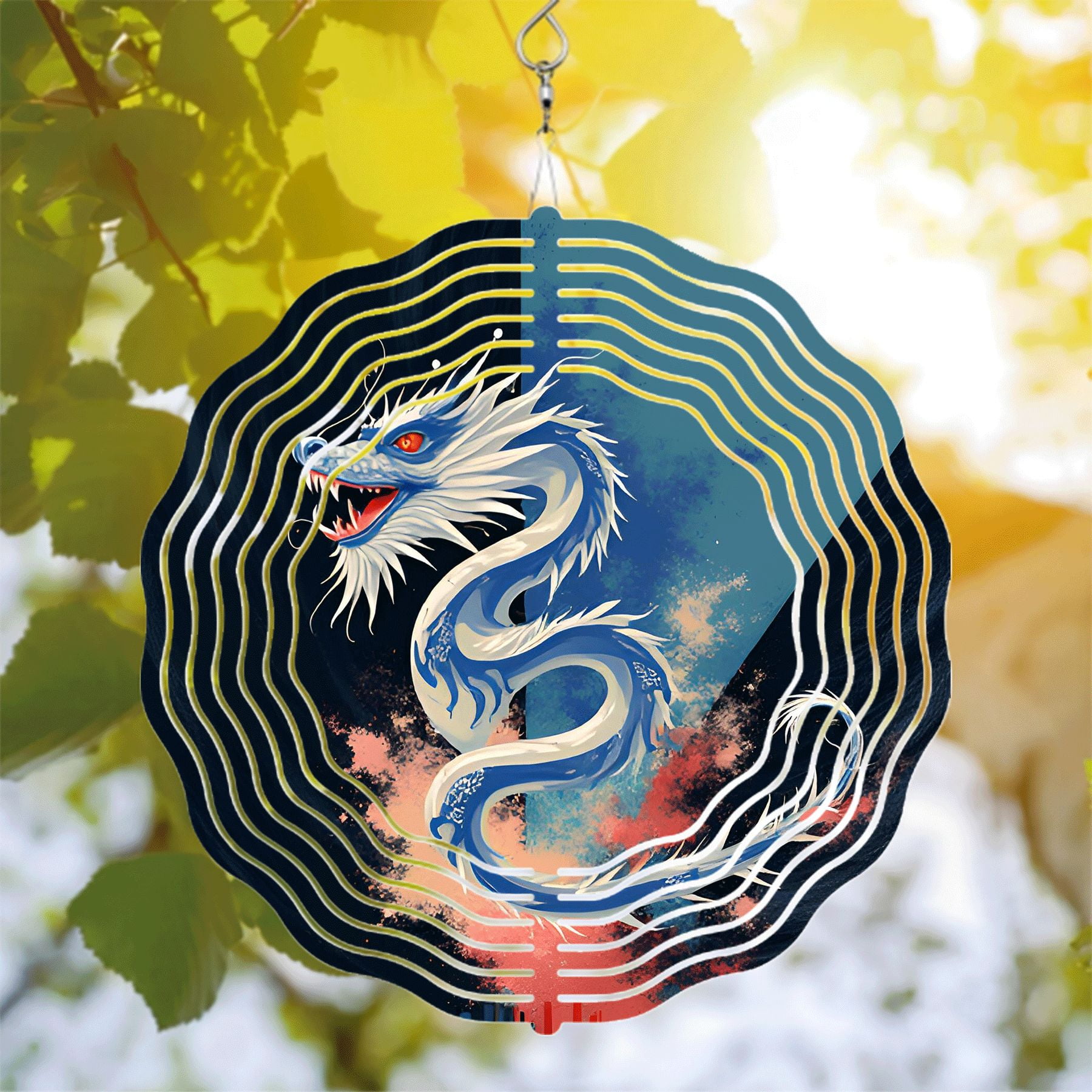 Vibrant Metal Wind Spinner & Chime - Intricate Scales Fierce Expression ...