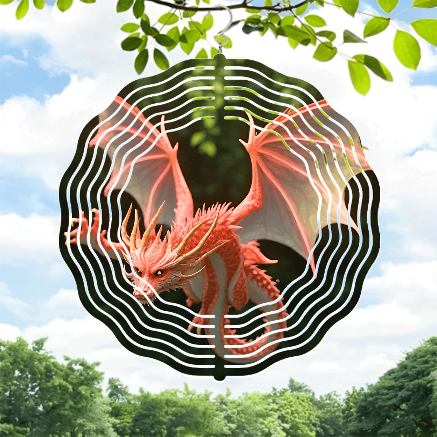 Vibrant Metal Wind Spinner & Chime - Intricate Scales Majestic Wings ...