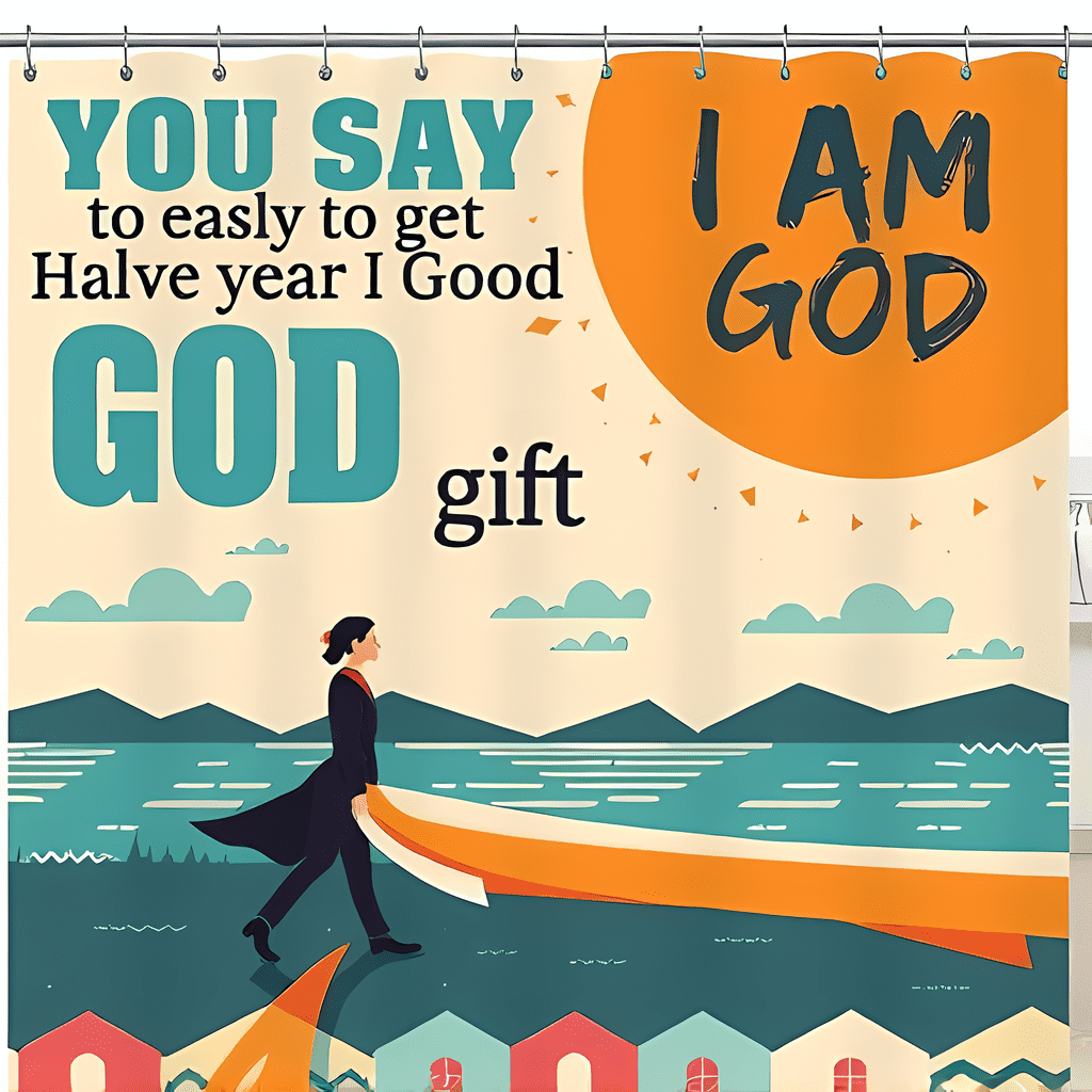 Vibrant Mid-Century Modern Shower Curtain with Inspirational Faith ...