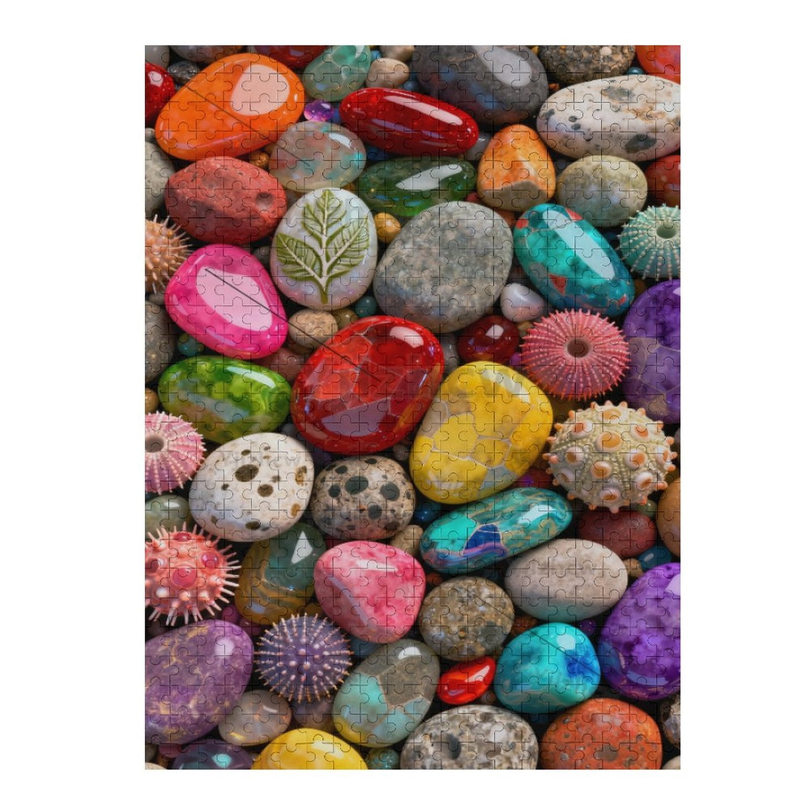 Vibrant Mixed Pebbles Crystals and Sea Creatures Wooden Jigsaw Puzzle ...