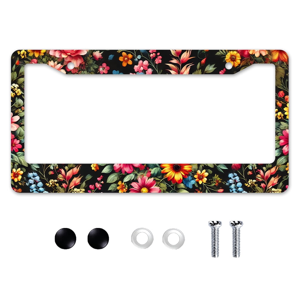 Vibrant Mixed Wildflower Aluminum License Plate Frame, Decorative US ...