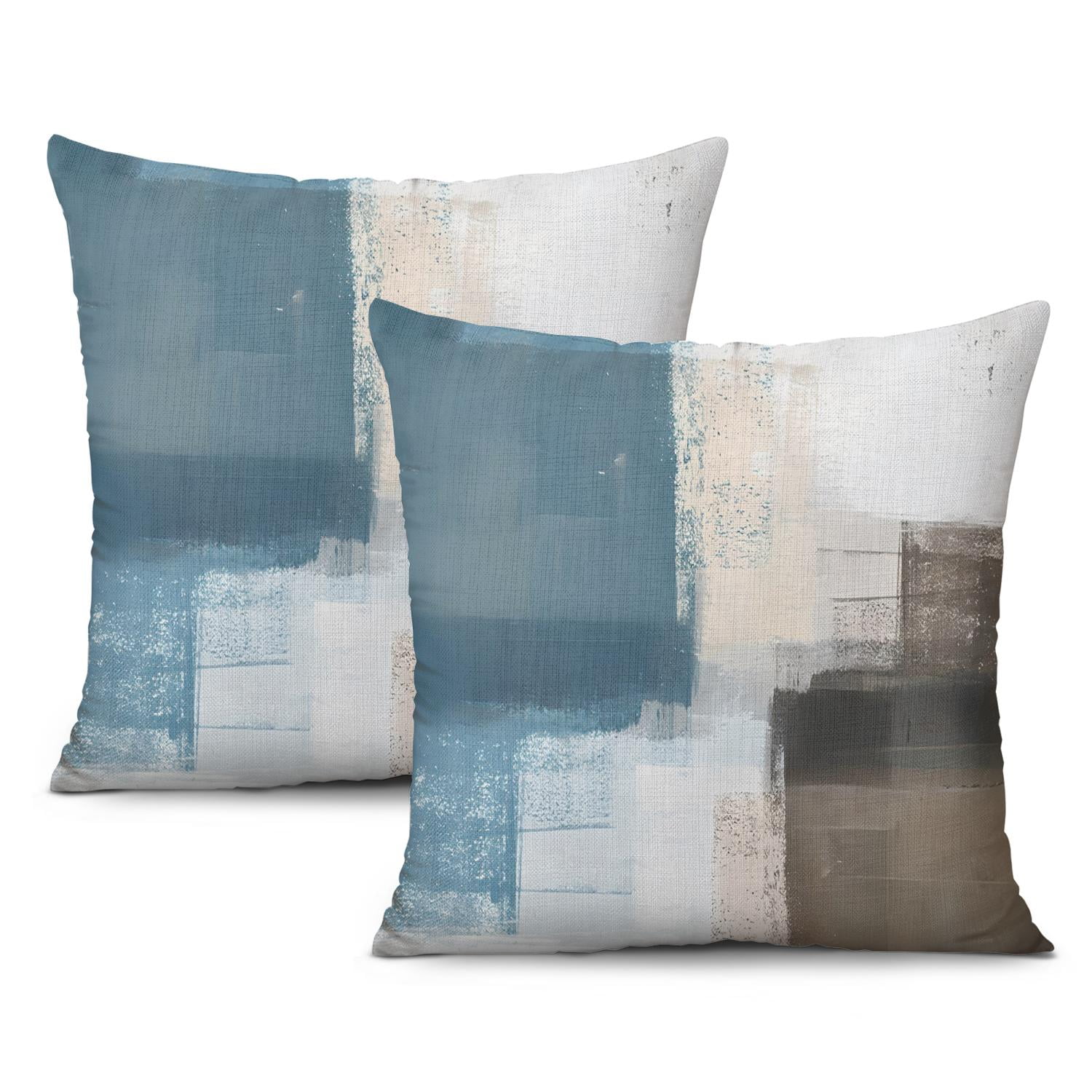 Vibrant Modern Home Art Decor Throw Pillow Covers: Blue Abstract Oil ...