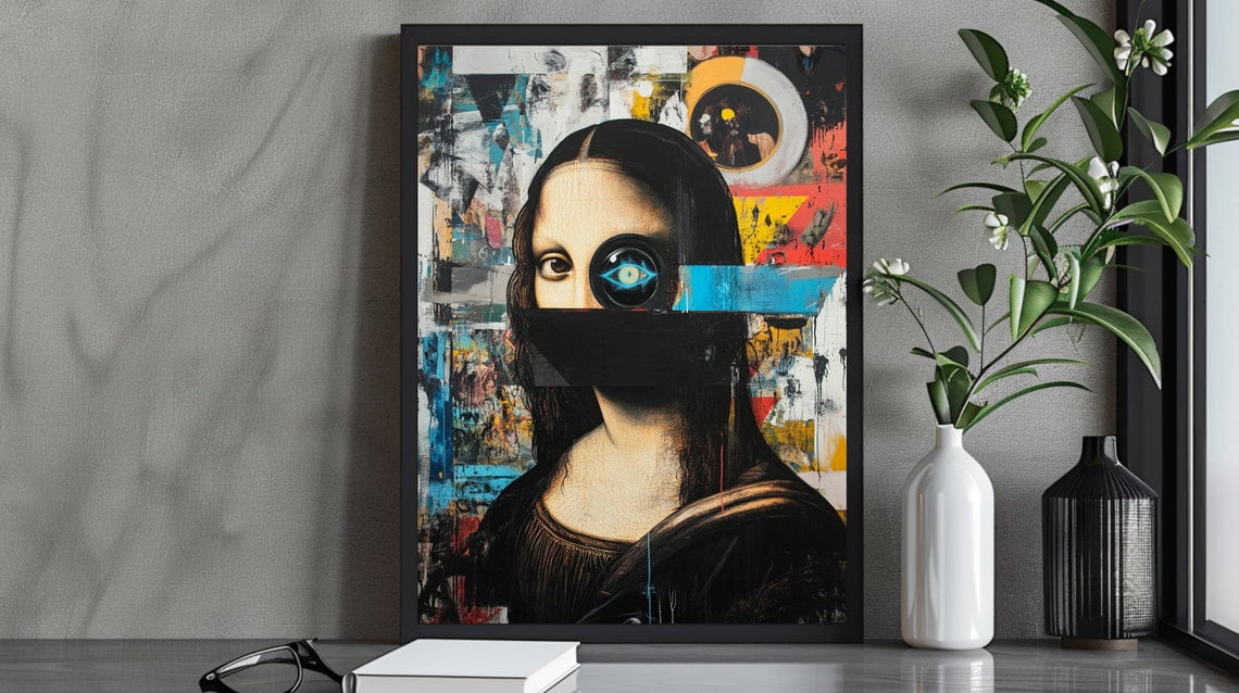 Vibrant Modern Mona Lisa Art Print, Surreal Pop Culture Wall Decor ...