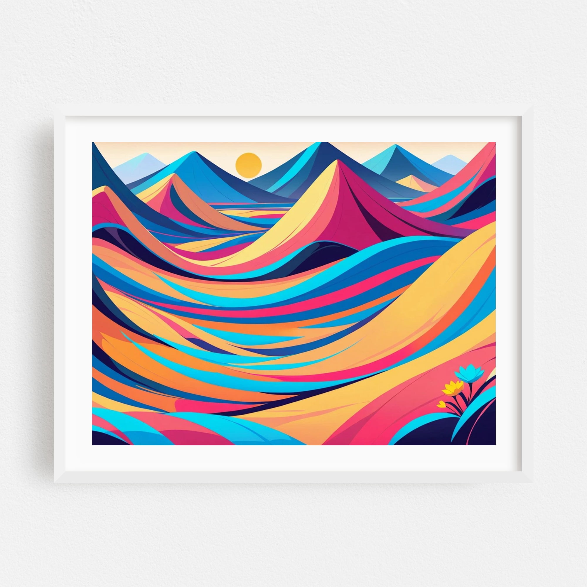 Vibrant Mountainscape Dreams - Painting Abstract Geometric Modern Art ...