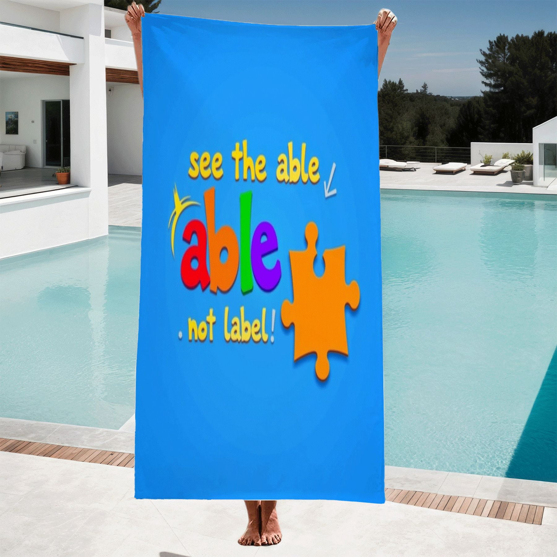 Vibrant Multi - Color Puzzle Piece Beach Towel - Fun & Playful Design ...