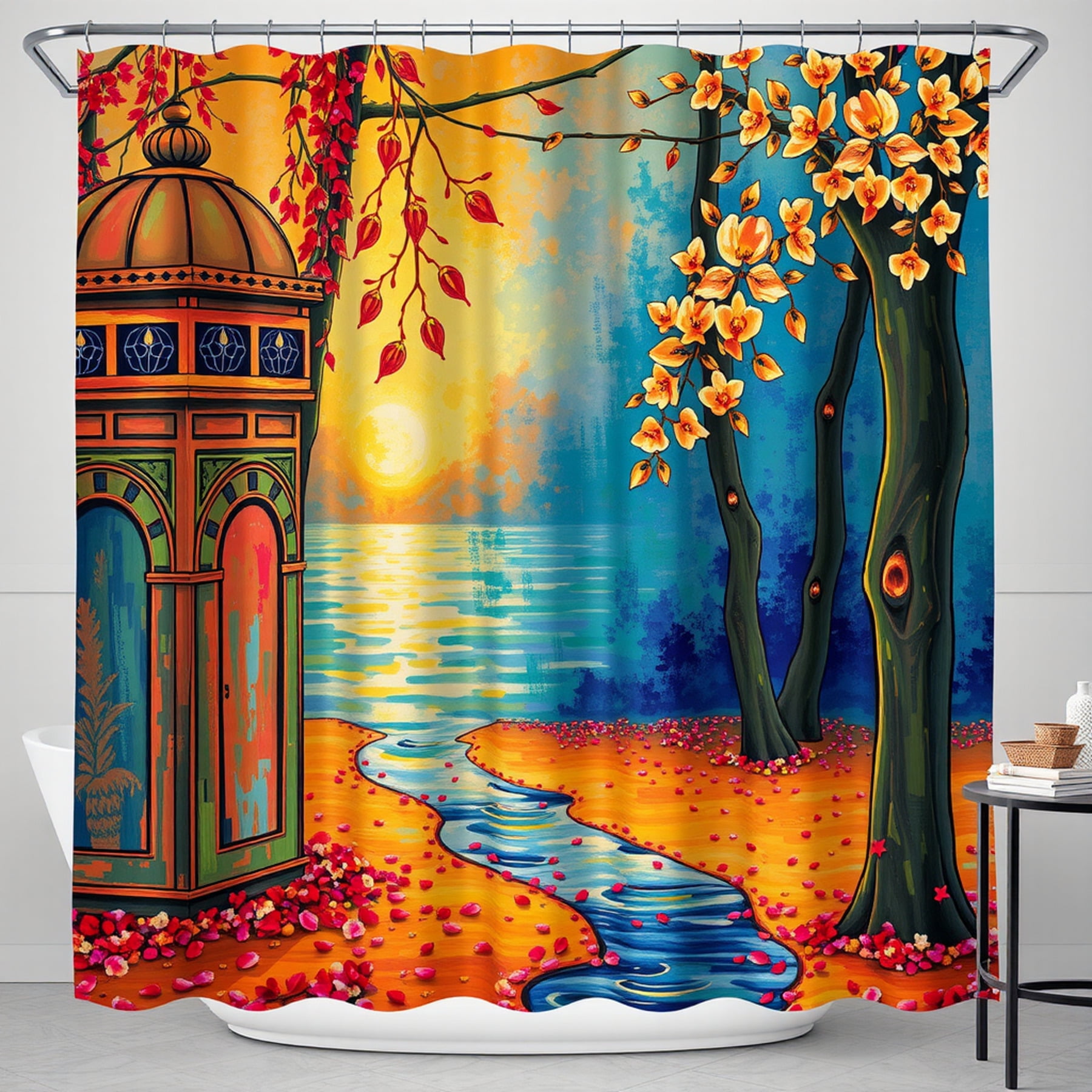 Vibrant Multi-Colored Shower Curtain - Dreamlike Landscape Design for ...