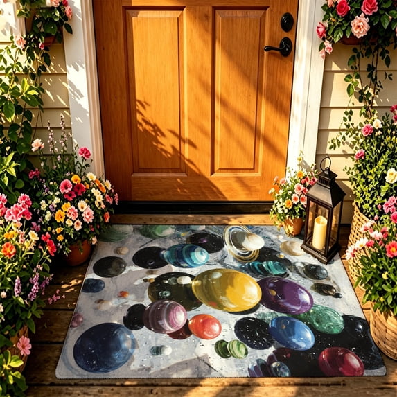 Vibrant Multi‑color Smooth Stone Pebble Print Polyester Doormat, Multi ...