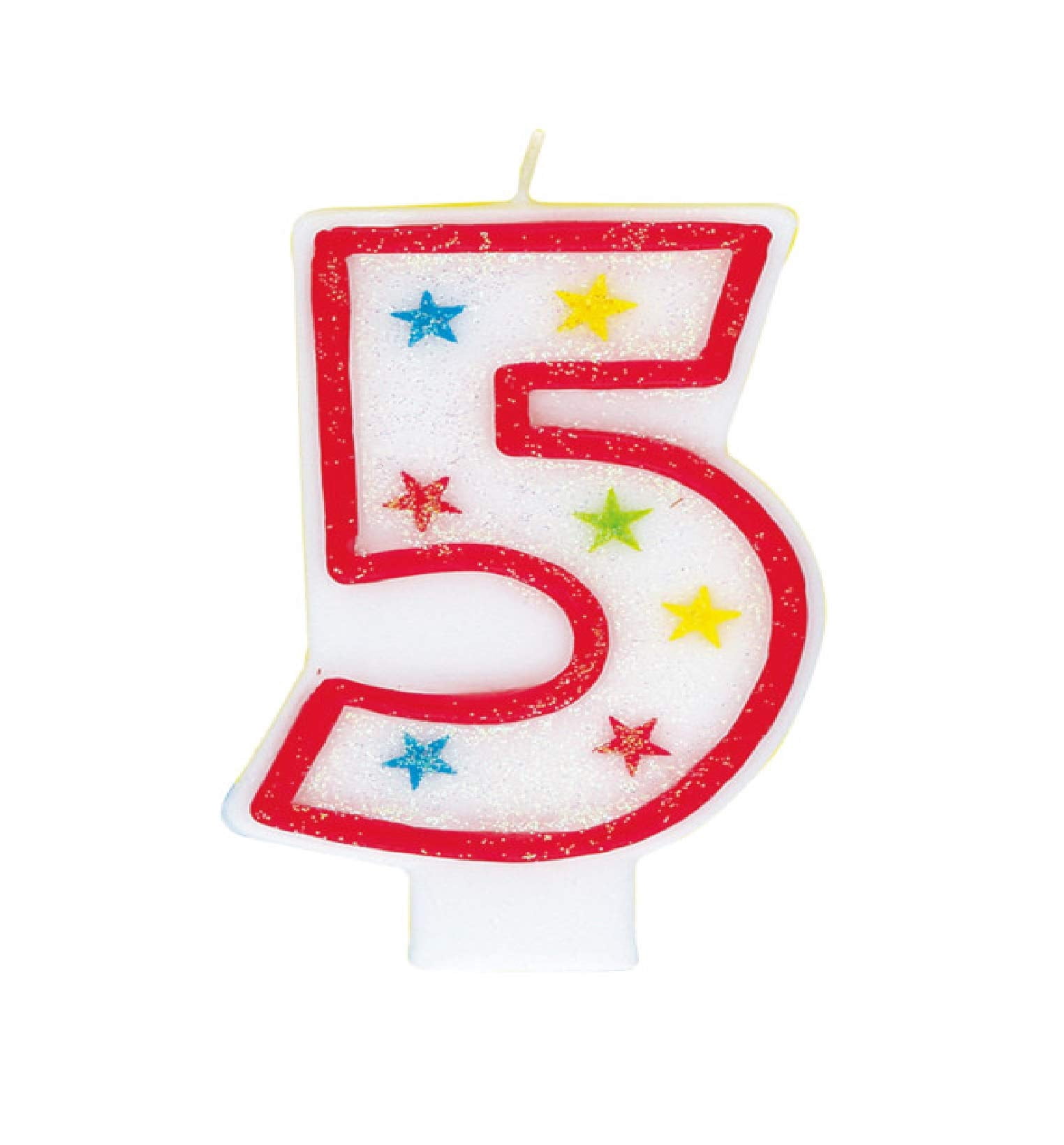 Vibrant Multicolor Number "5" Glitter Wax Birthday Candle - 7.75" (1 ...