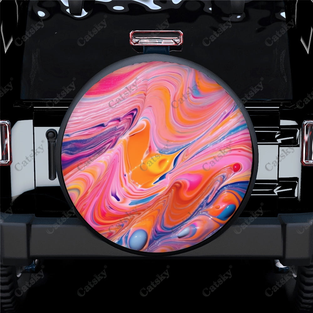 Vibrant Neon Colorful Liquid Polyester Universal Spare Wheel Tire Cover ...