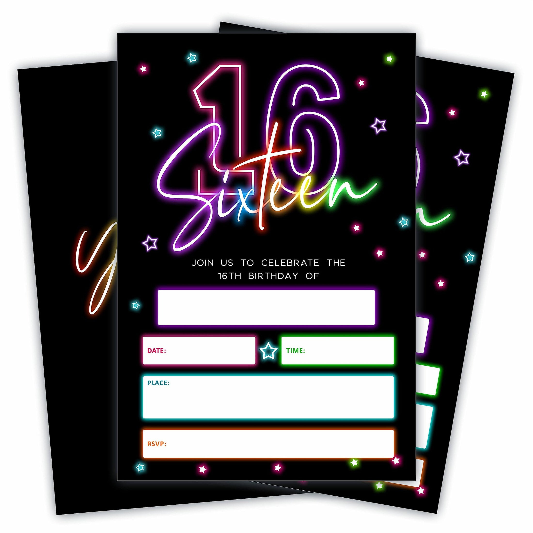 Neon Girls Birthday Invitations