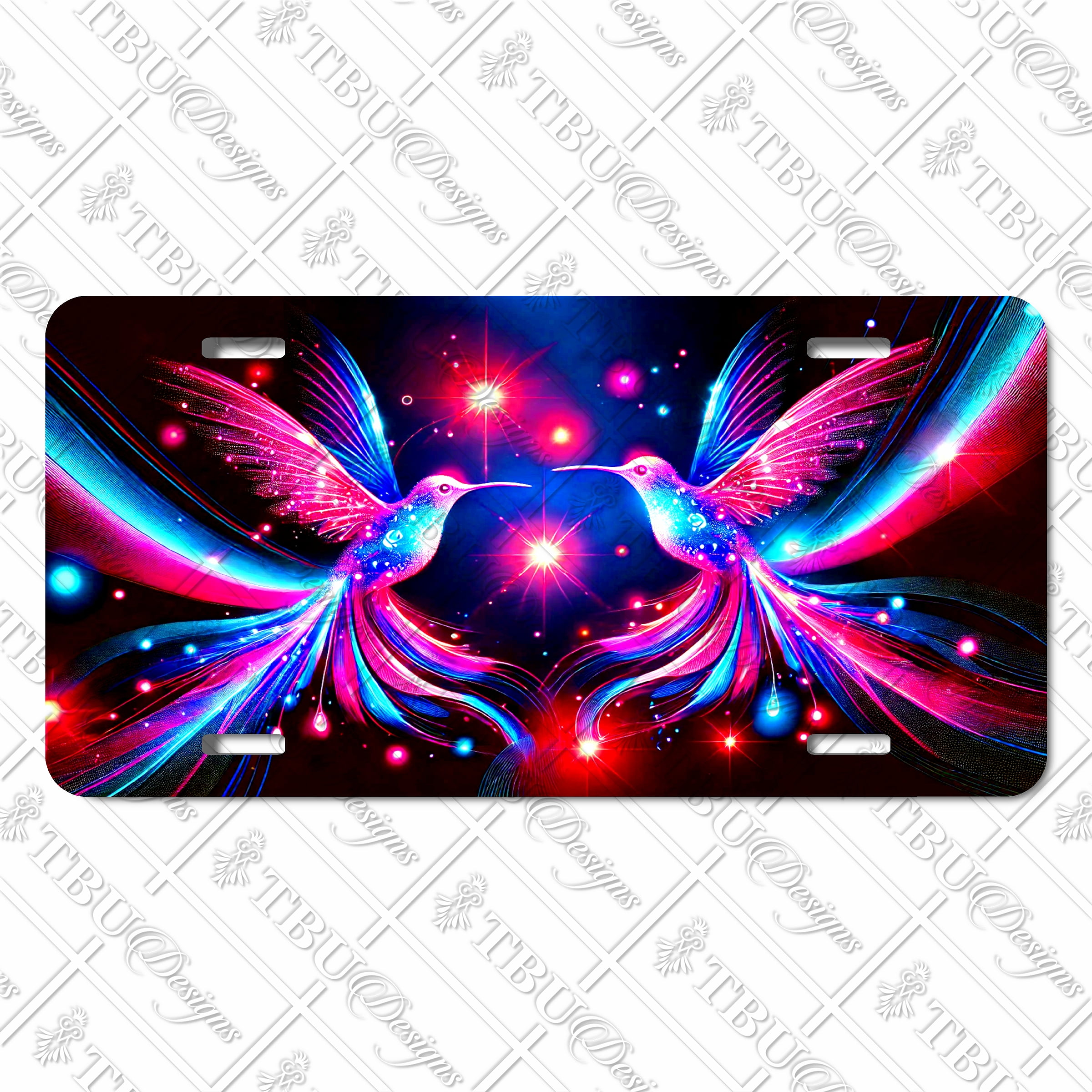 Vibrant Neon Hummingbird Aluminum License Plate – Sublimation Printed ...