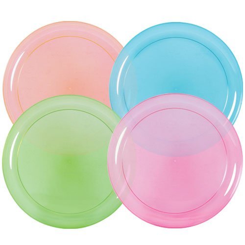 Vibrant Neon Mix Party Plates - AFN19" (Pack of 8), Durable Plastic ...