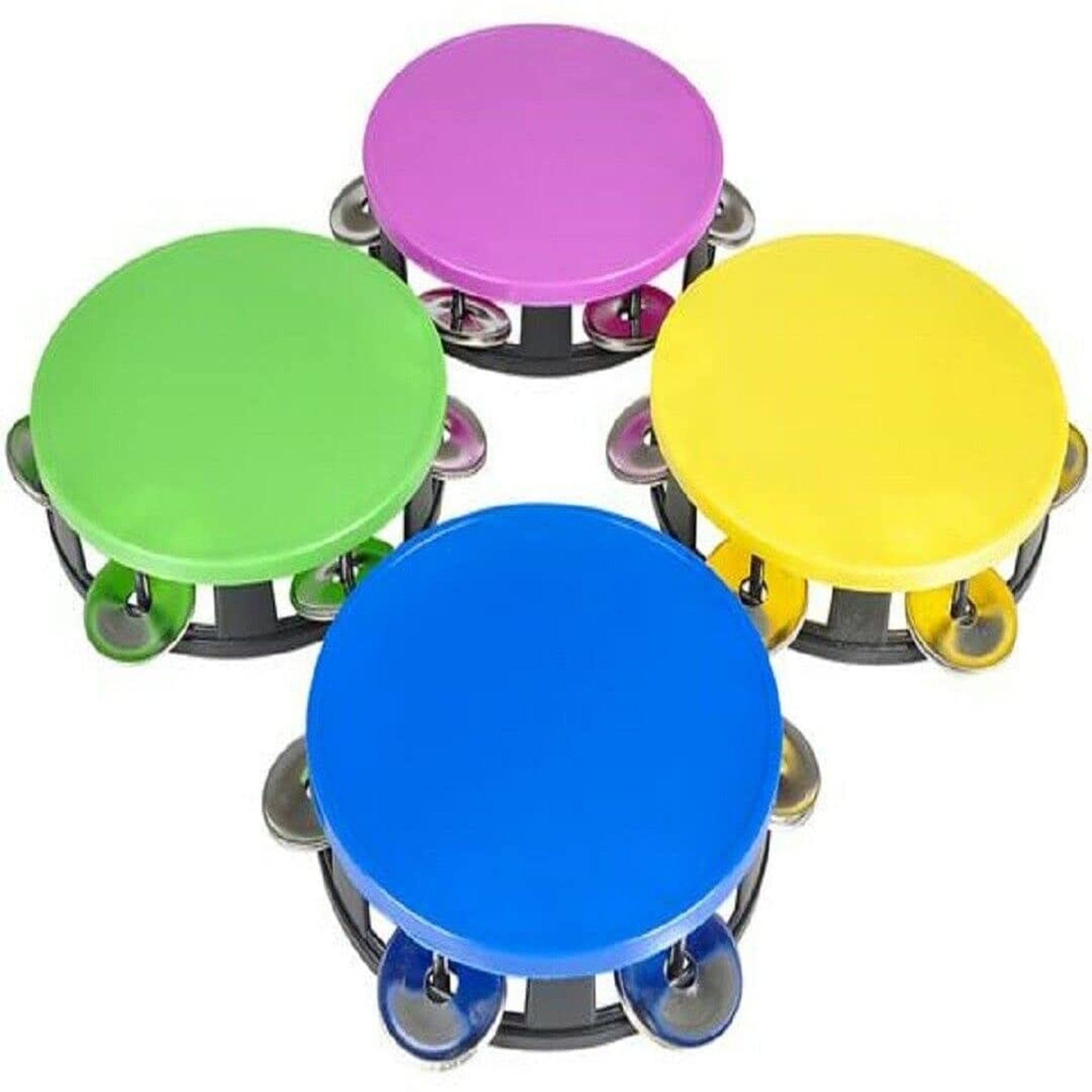 Vibrant Neon Party Tambourines - Colorful Plastic Noise Makers (4 Pack ...