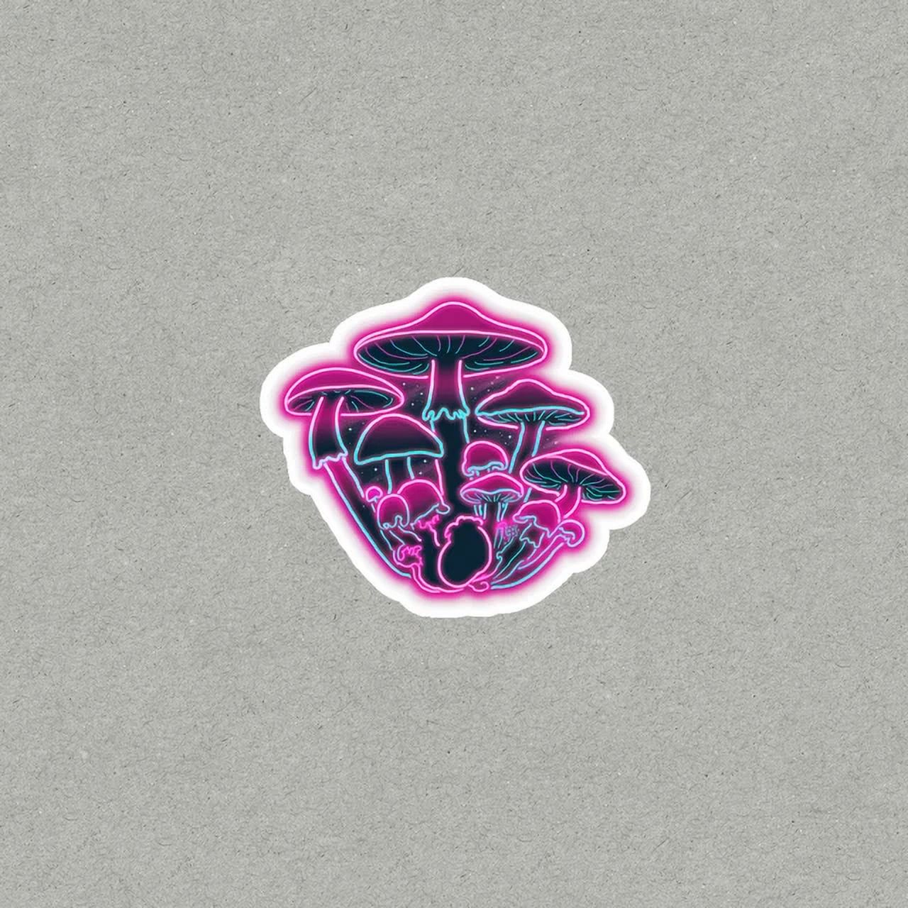 Vibrant Neon Psychedelic Mushroom Cluster Sticker Decalphone Decal ...