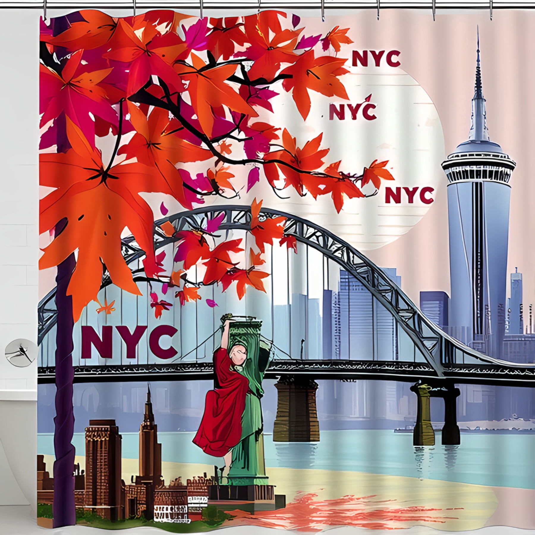 Vibrant New York City Shower Curtain - Artistic Design with Iconic ...