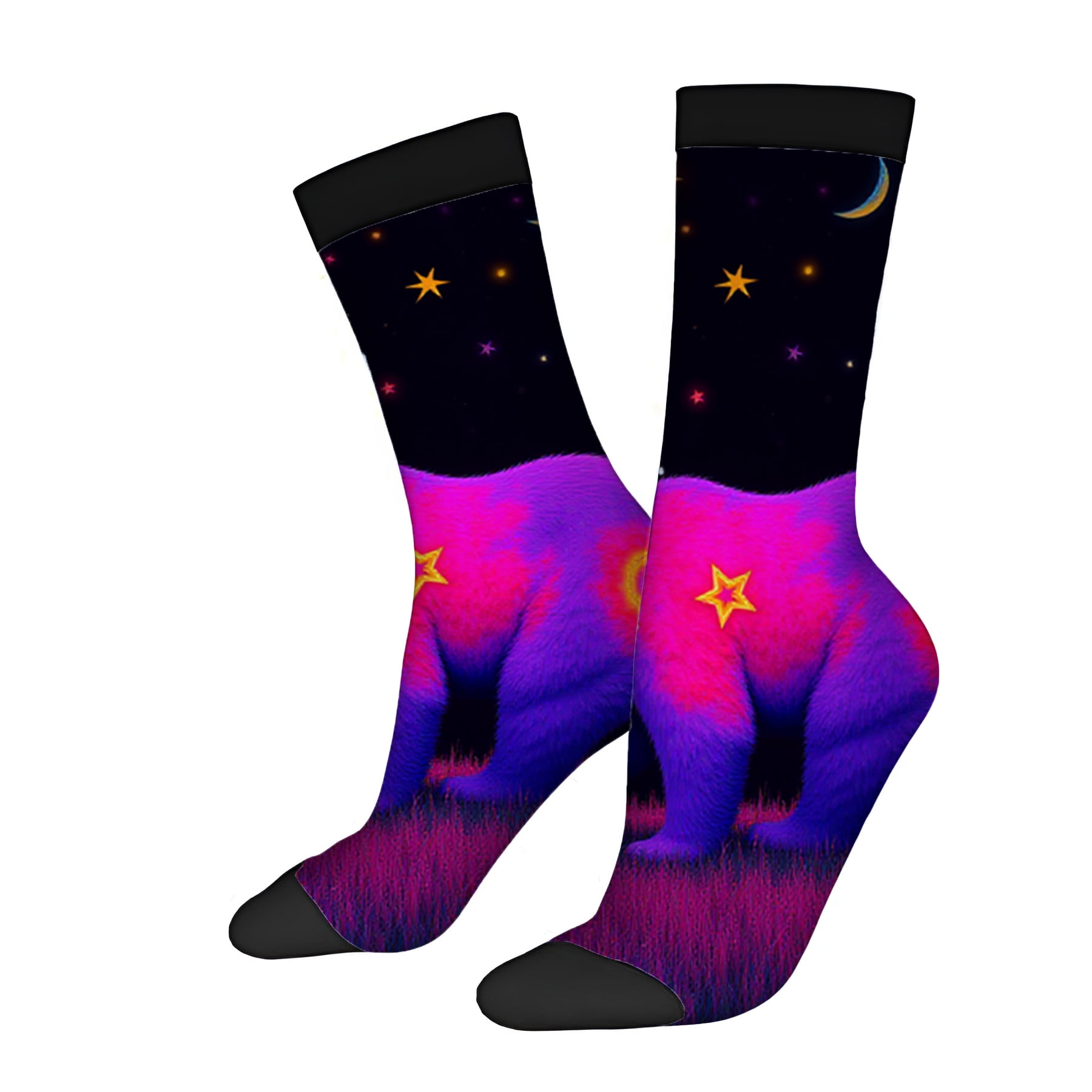 Vibrant Night Sky Socks - 2 Pairs of Unisex Trendy Socks with Stars ...