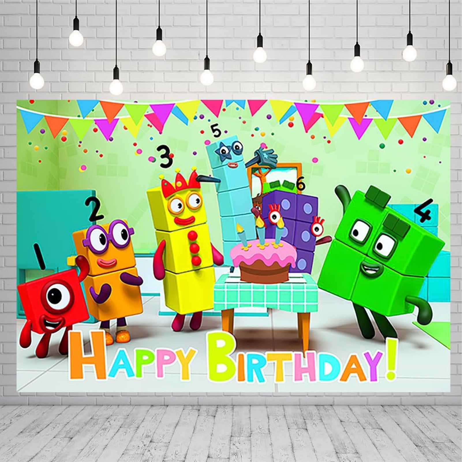 Vibrant Number Building Blocks Party Decor – Playful Geometric Backdrop ...