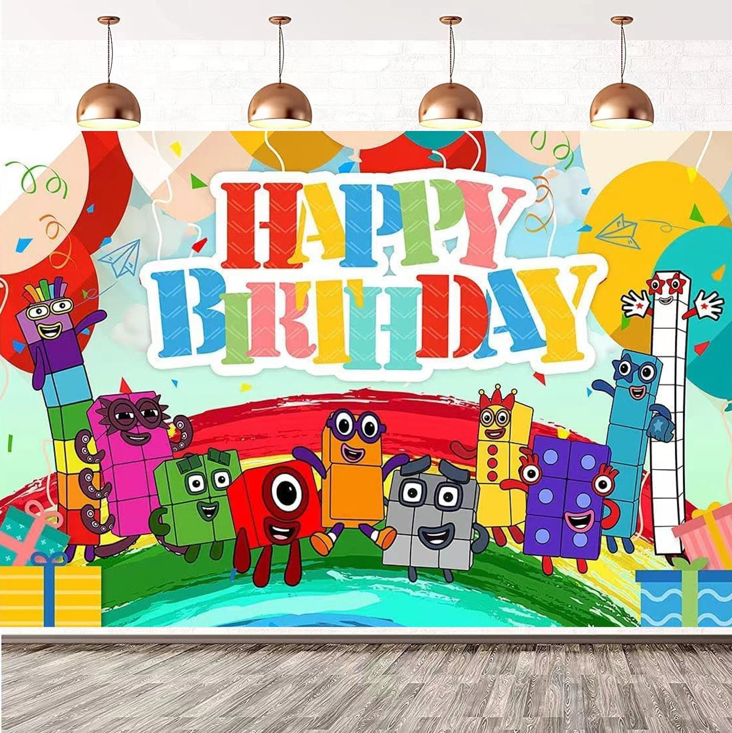 Vibrant Number Building Blocks Party Decor – Playful Geometric Backdrop ...