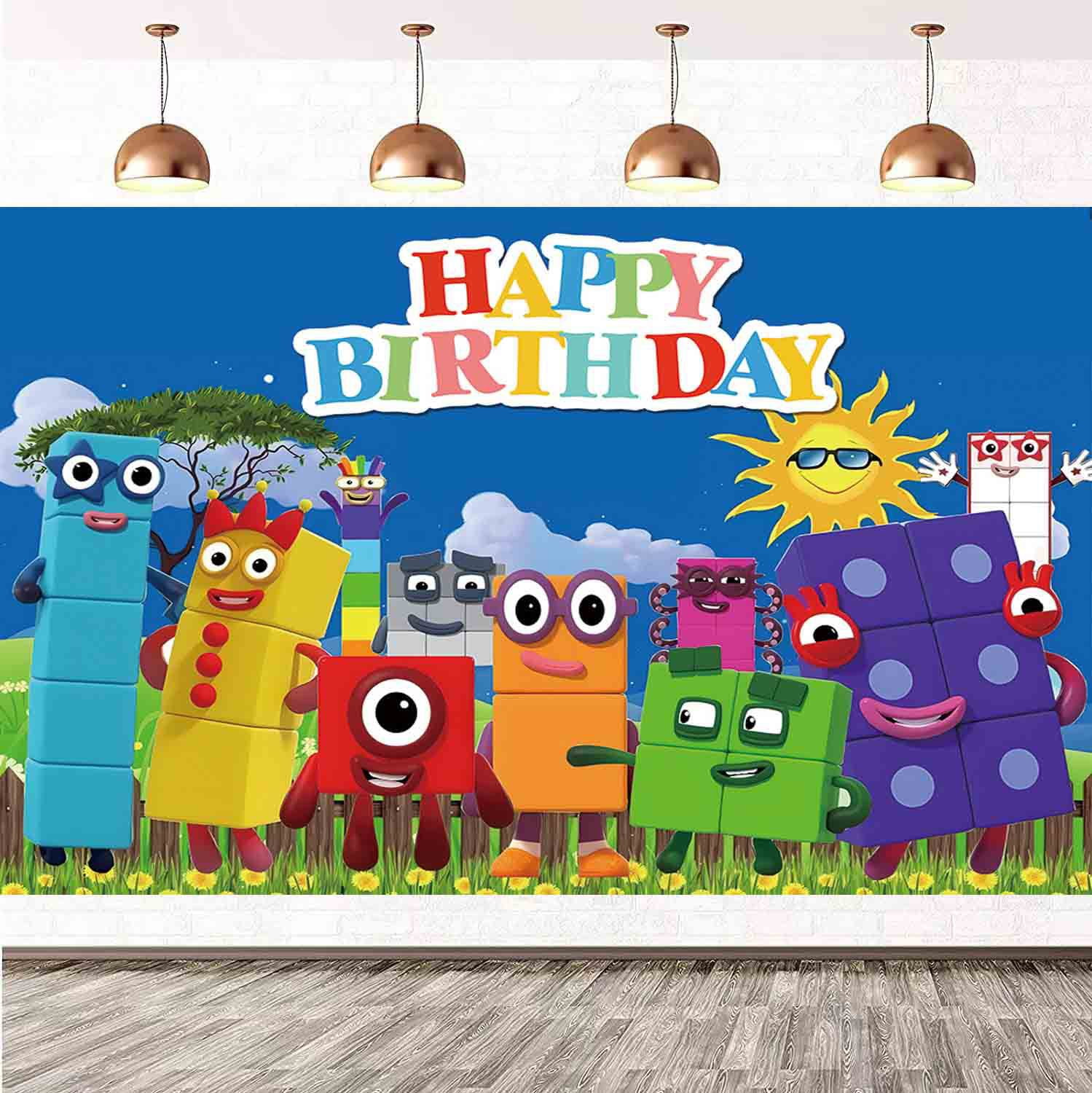 Vibrant Number Building Blocks Party Decor – Playful Geometric Backdrop ...