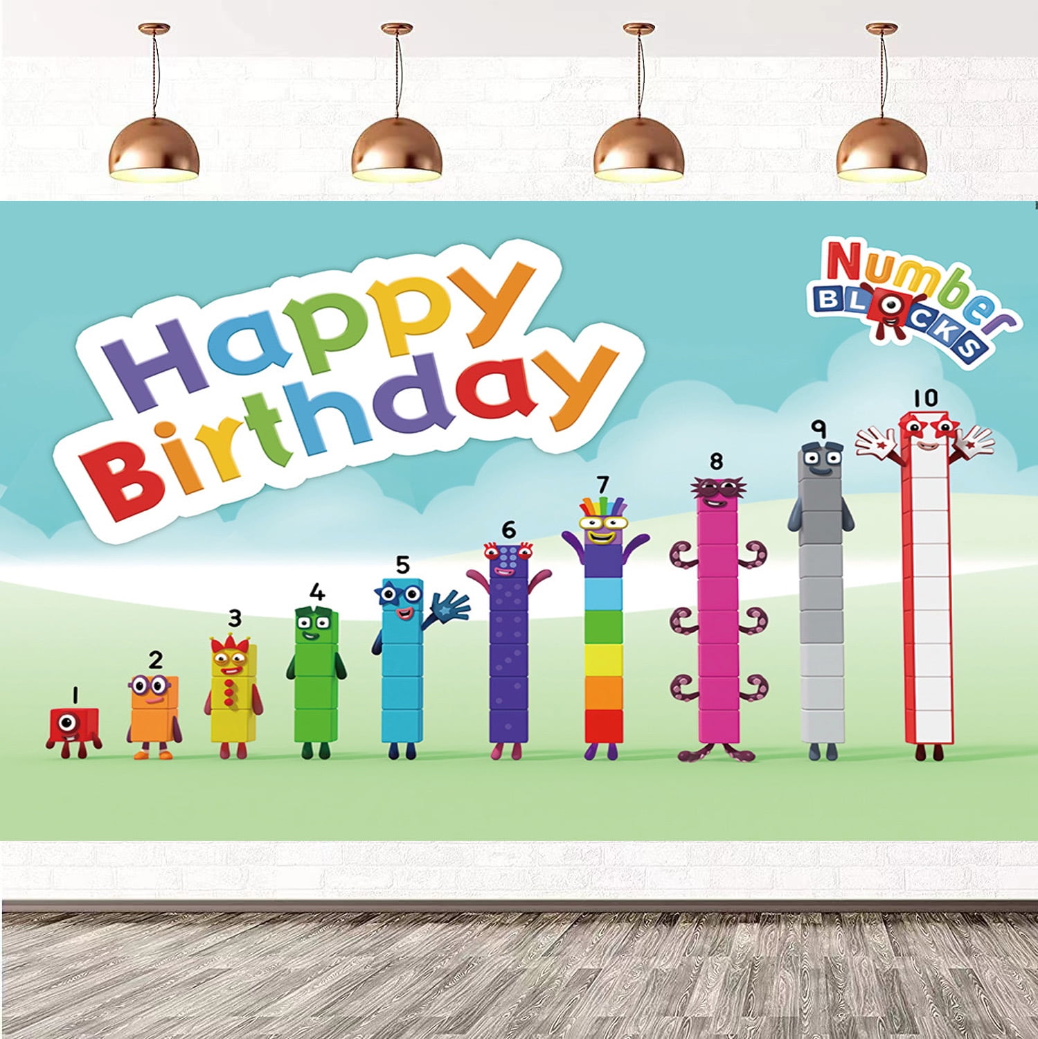 Vibrant Number Building Blocks Party Decor – Playful Geometric Backdrop ...