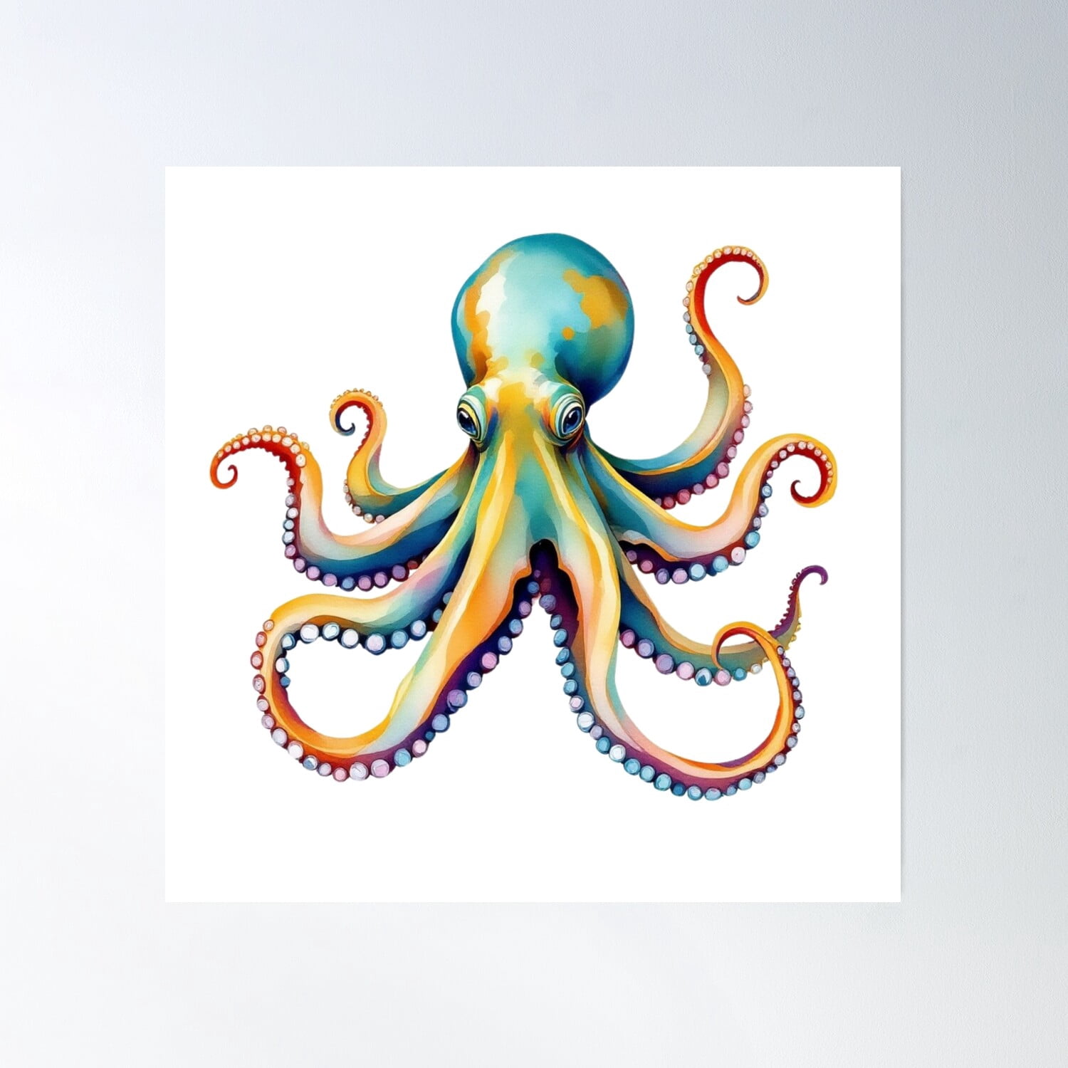 Vibrant Ocean Dreams - Watercolor Octopus Design- Coastal Sea Life ...