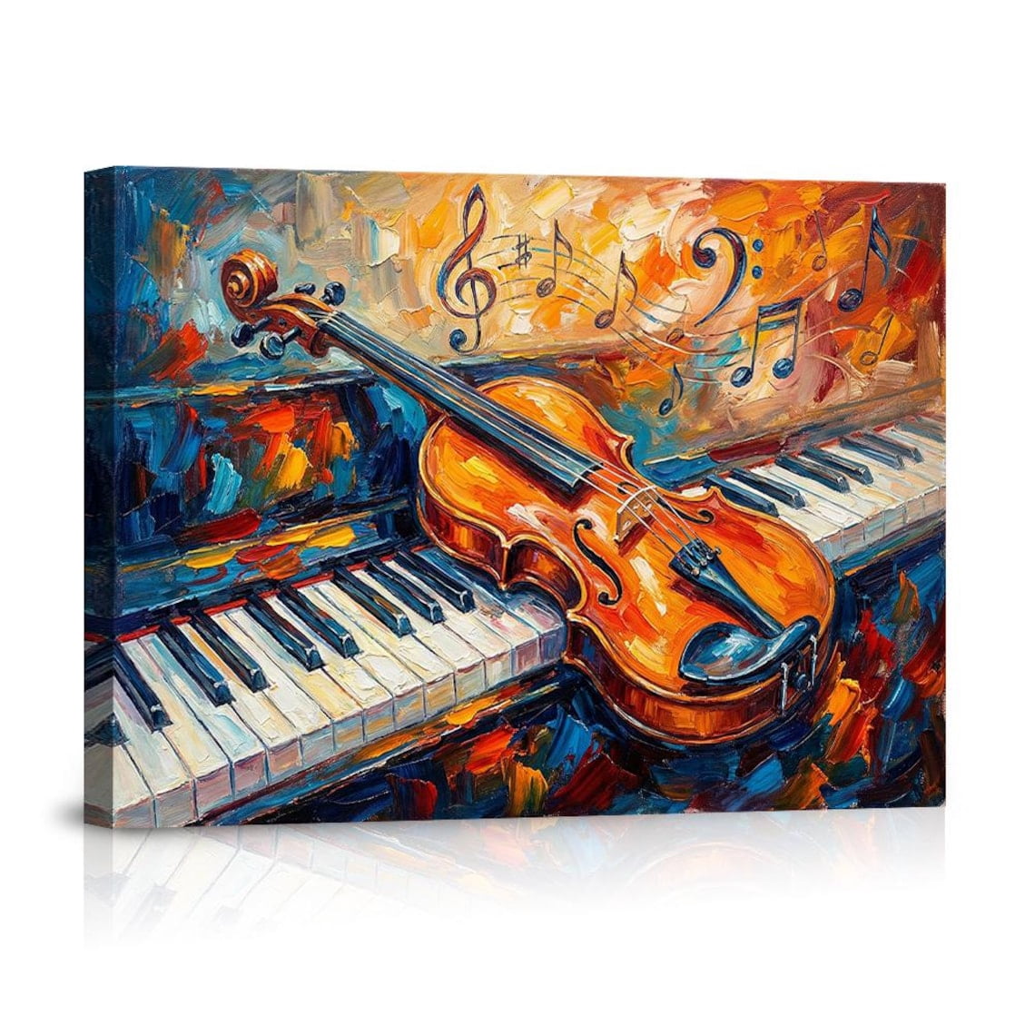 Vibrant Of Violin And Piano With Musical Notes Impressionist Music For ...