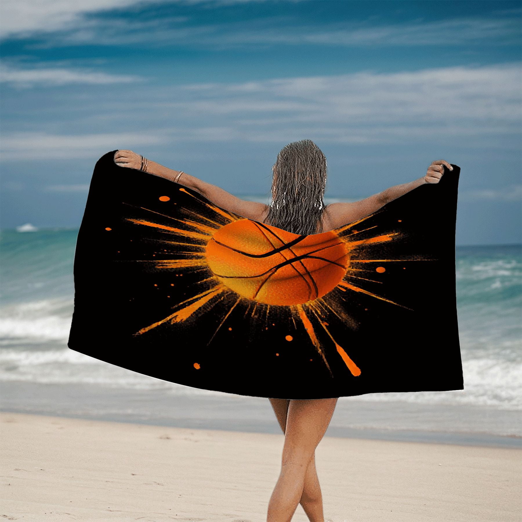 Vibrant Orange Burst Design Beach Towel - Perfect for Pool Travel ...