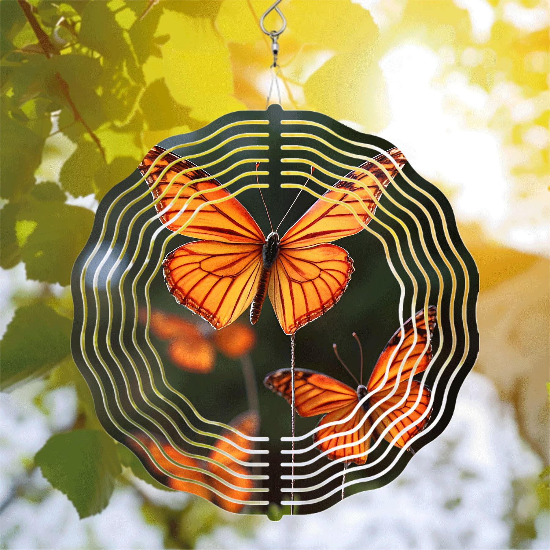 Vibrant Orange Butterfly Metal Wind Spinner & Chime - Intricate ...
