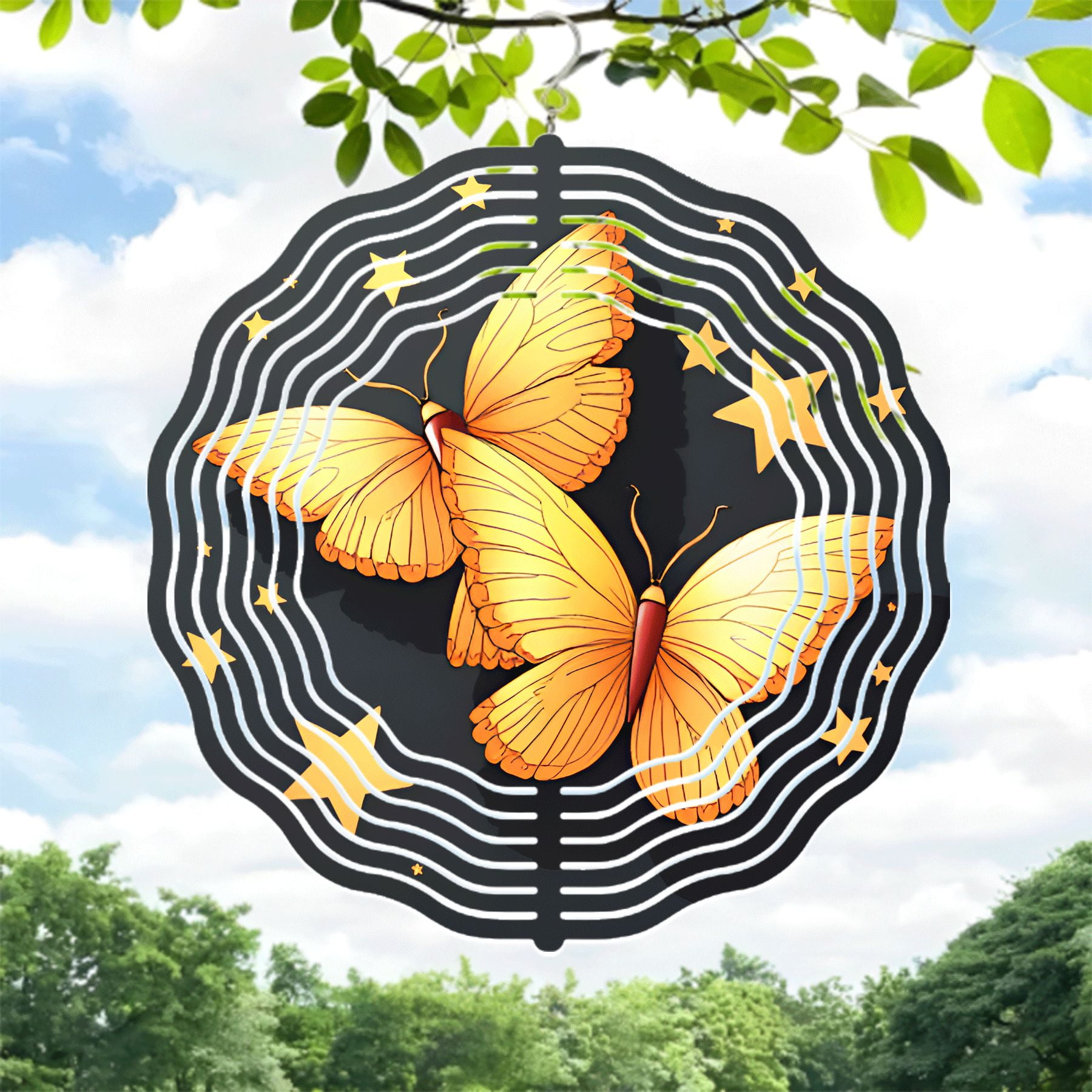 Vibrant Orange Butterfly Metal Wind Spinner & Chime - Intricate Wing ...