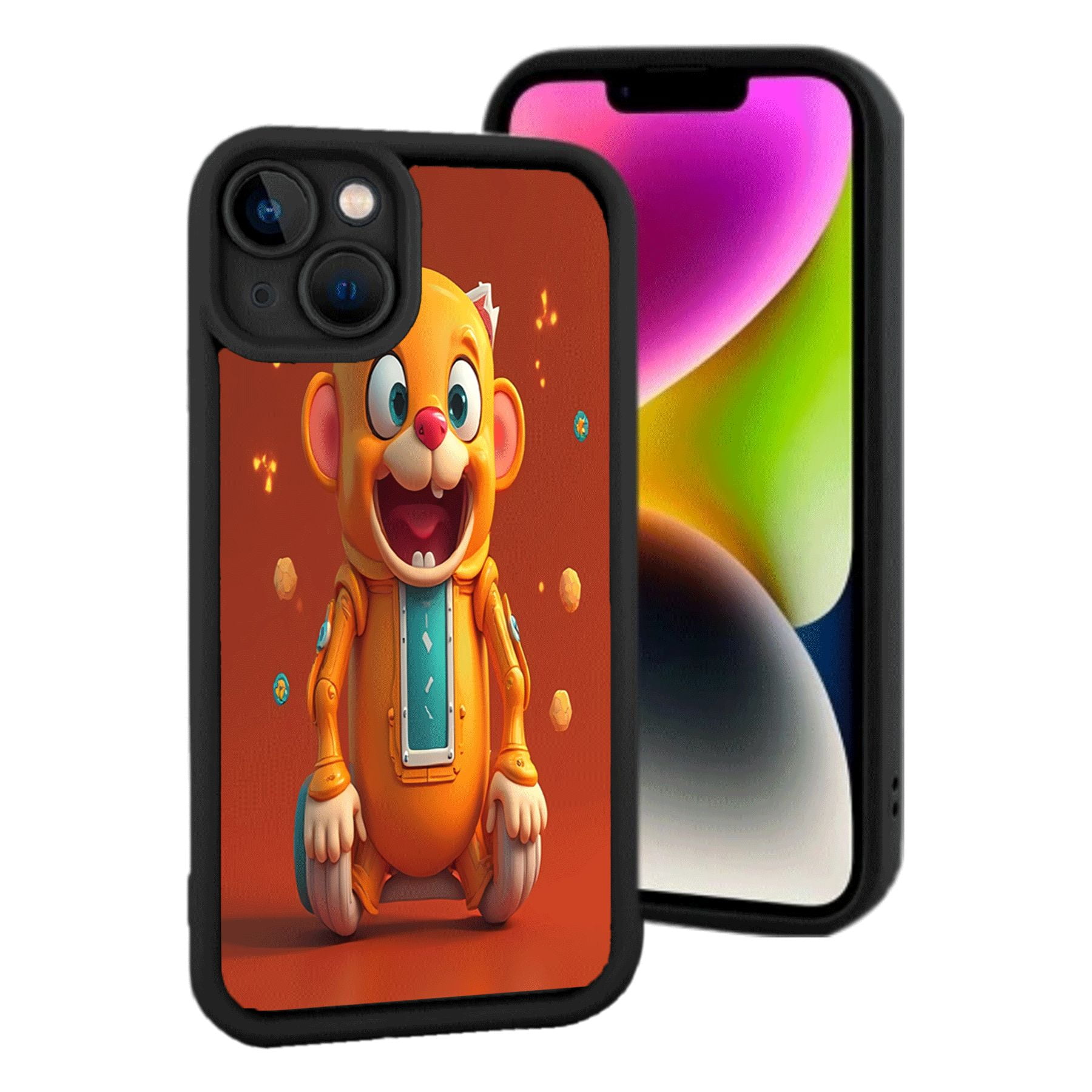 Vibrant Orange Cartoon Character iPhone 15 Case - Lightweight Yellowing ...