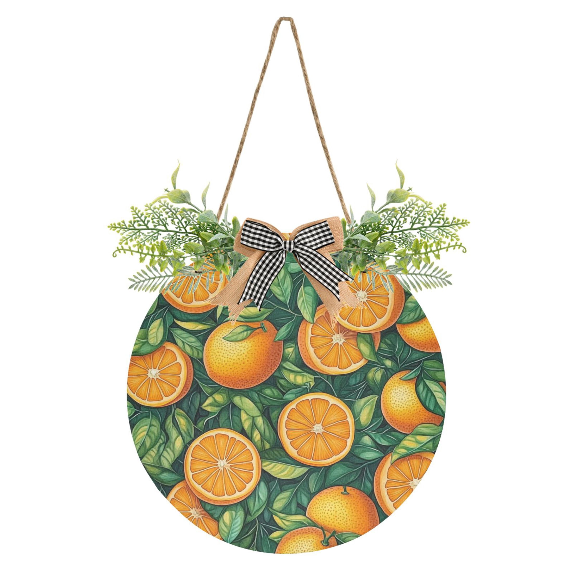 Vibrant Orange Fruit Front Door Porch Decoration Hanging Sign with ...