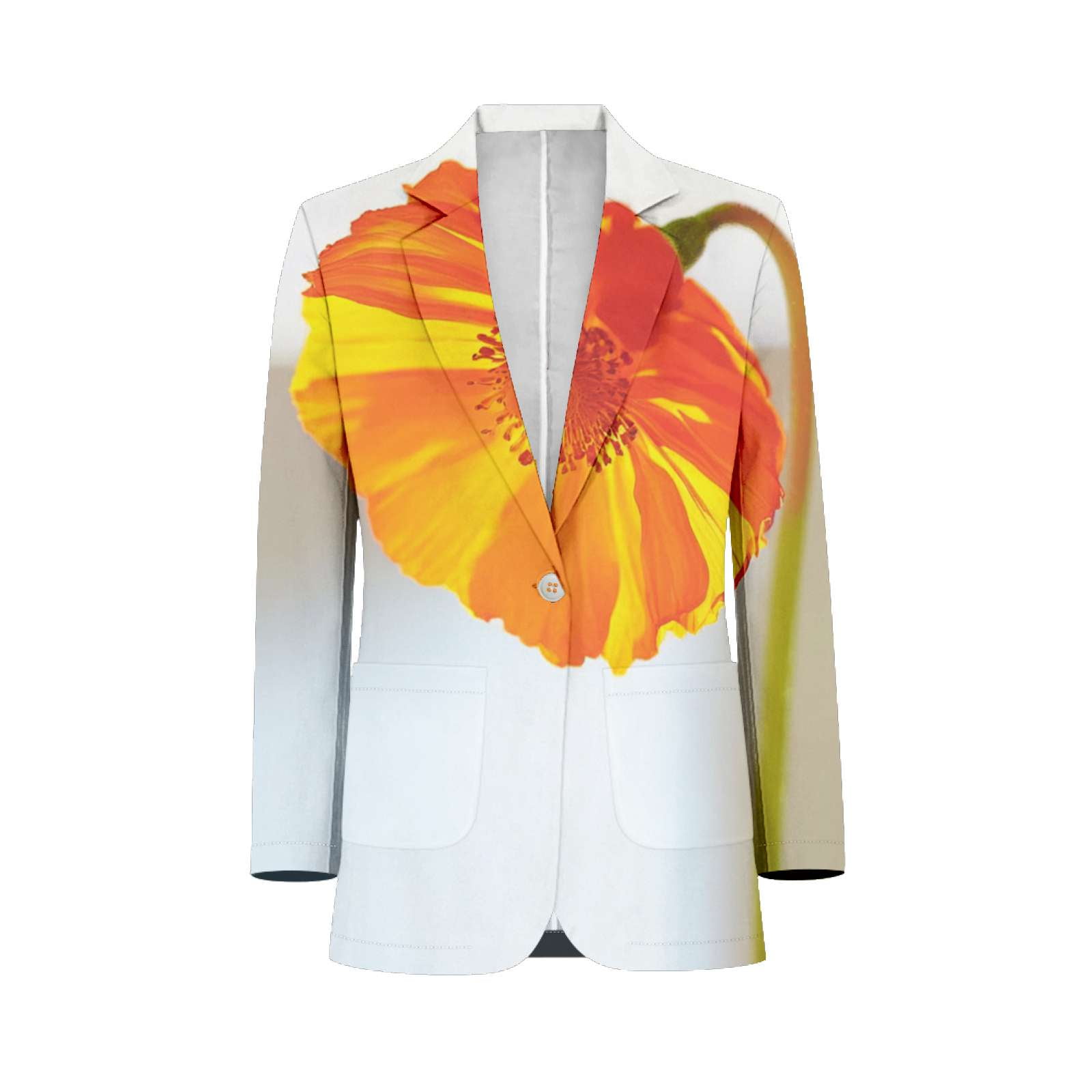 Vibrant Orange Poppy Bloom Mens Suits Shawl Collar Slim Fit Suit Mens ...