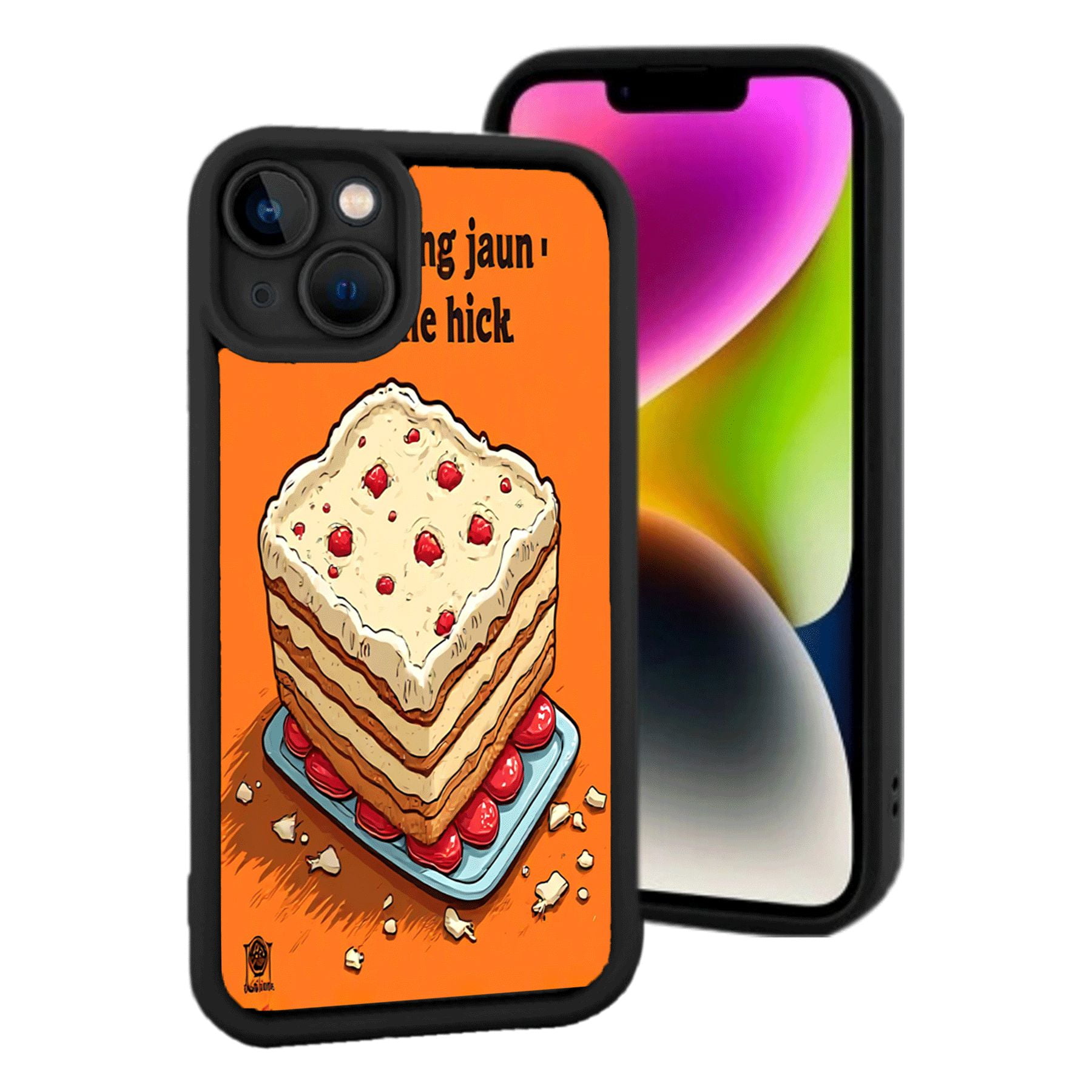 Vibrant Orange iPhone 15 Case with Layered Cake Design White Frosting ...
