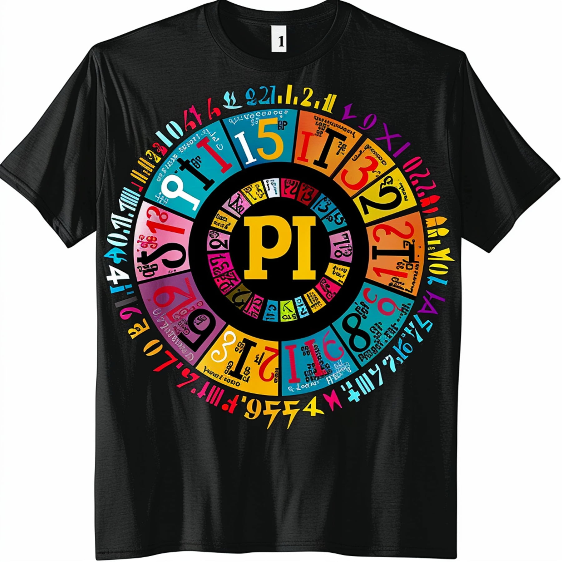 Vibrant PI Symbol & Numbers Circle Design Black T Shirt Vector Art Math ...