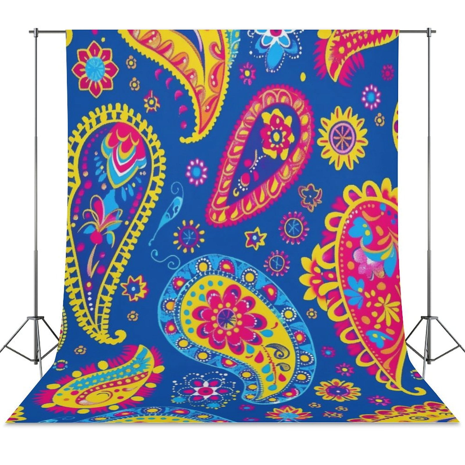 Vibrant Paisley Pattern Bright Colors Blue Background Spring Wall ...