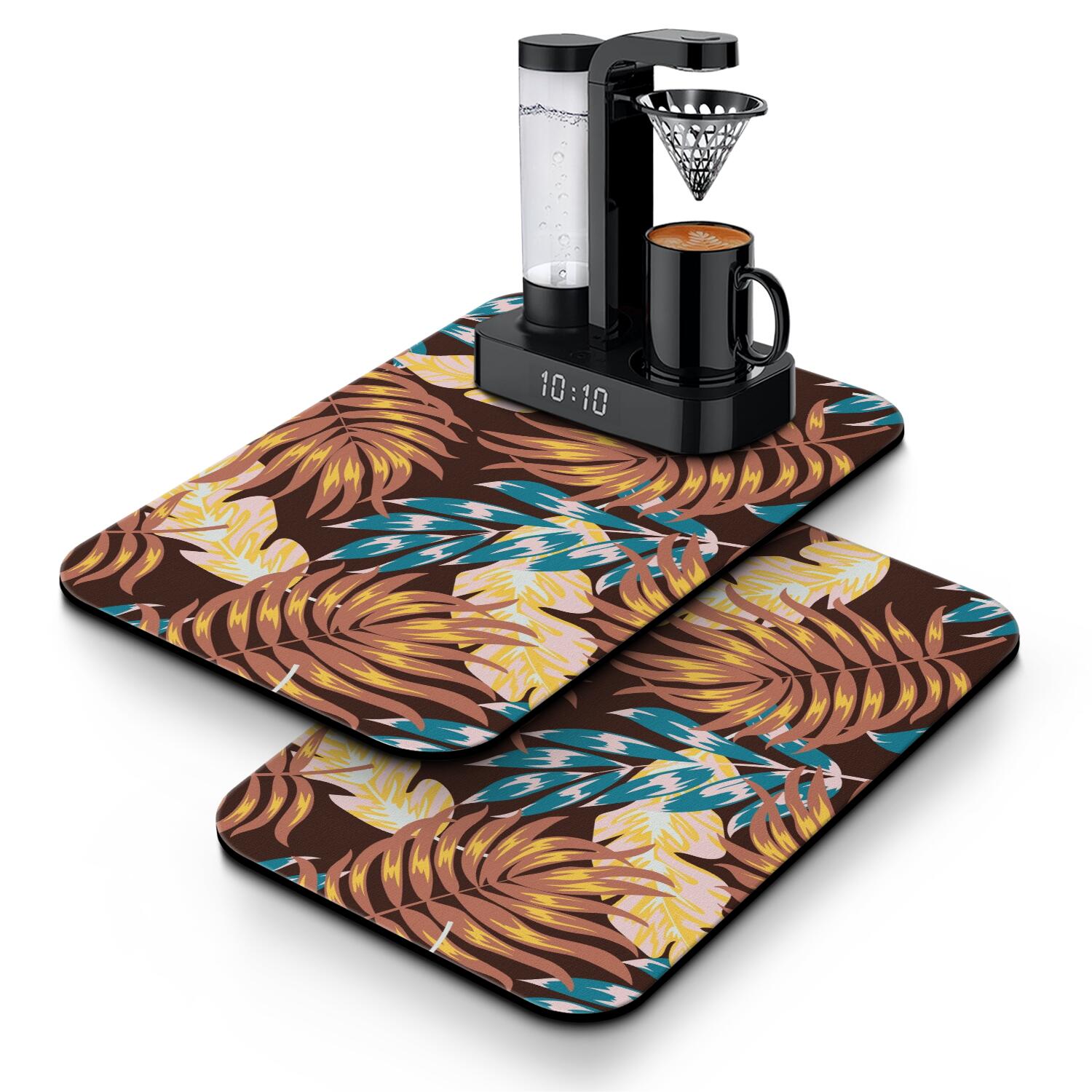Vibrant Palm Leaf Coffee Mat, Absorbent Diatom Mud Drying Mat for ...