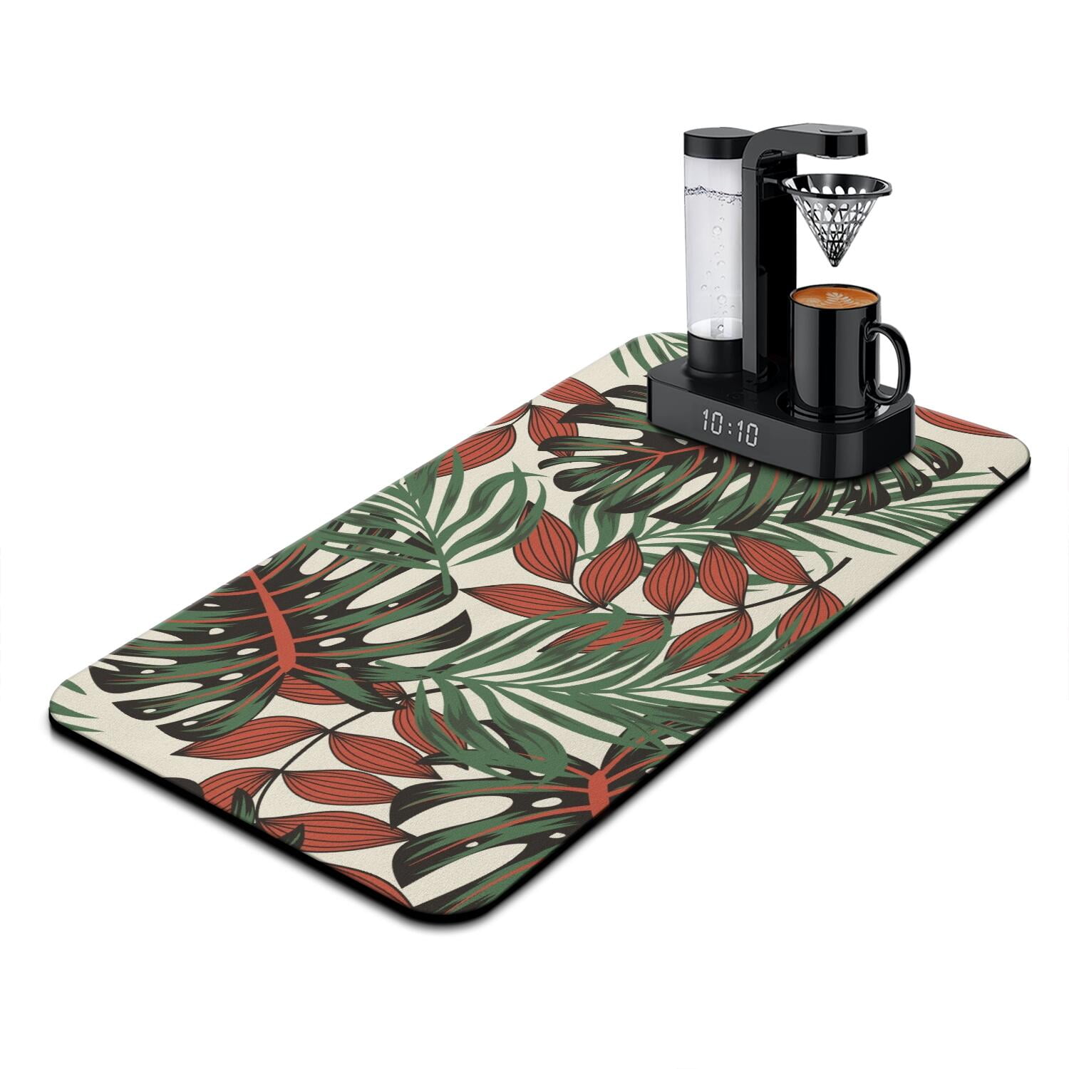 Vibrant Palm Leaf Coffee Mat, Absorbent Diatom Mud Drying Mat for ...