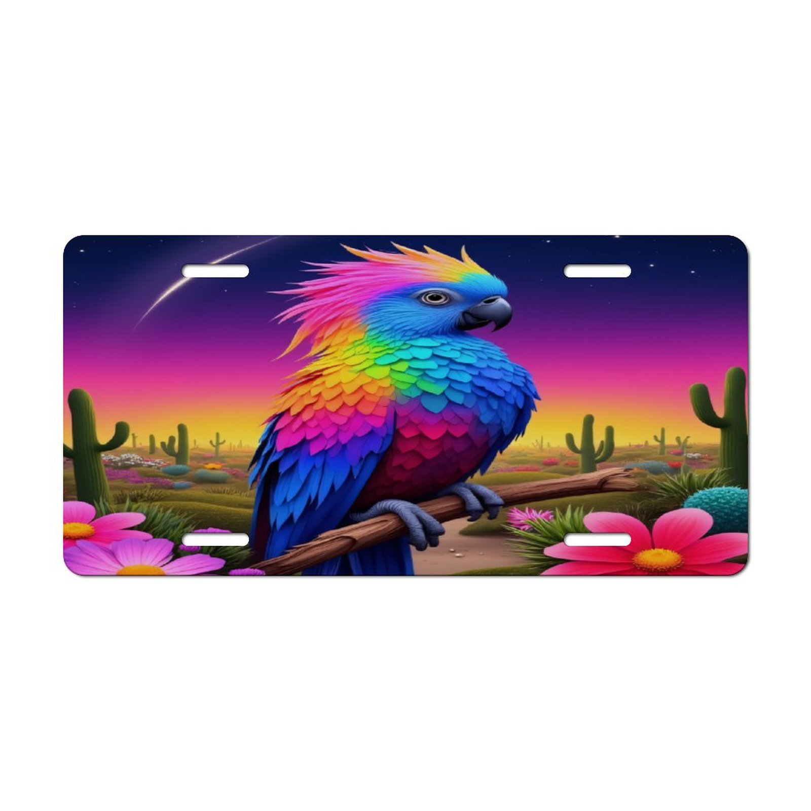 Vibrant Parrot in Desert Garden License Plate Lightweight Aluminum ...