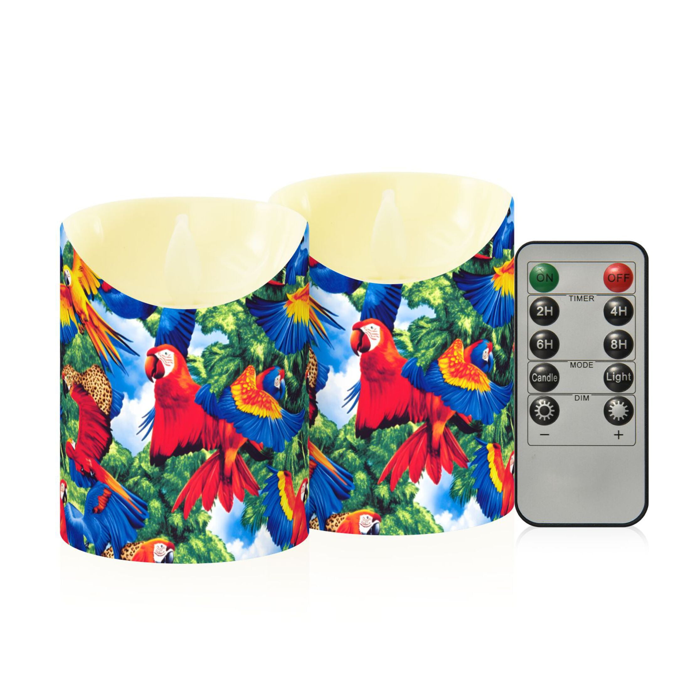 Vibrant Parrots Flameless Candles 2 PCS with Remote Realistic Moving ...
