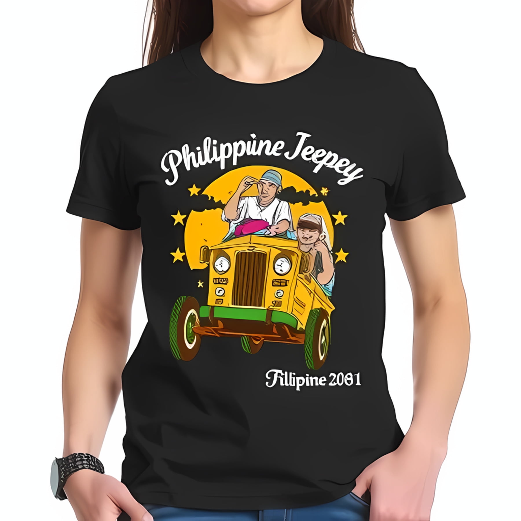 Vibrant Philippine Jeepney Graphic Cotton Short Sleeve T-Shirt with ...