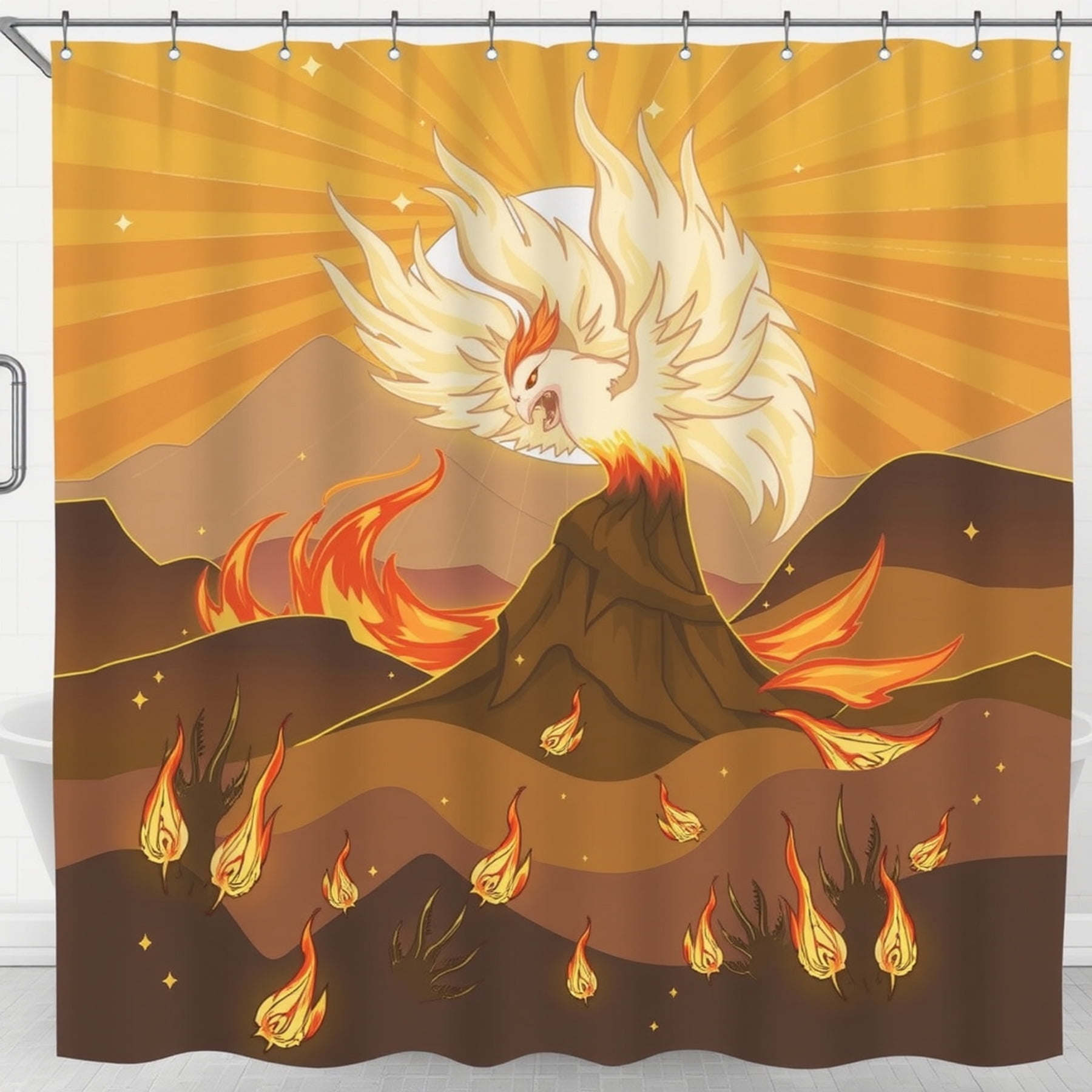 Vibrant Phoenix Shower Curtain - Fiery Design for a Bold Bathroom ...