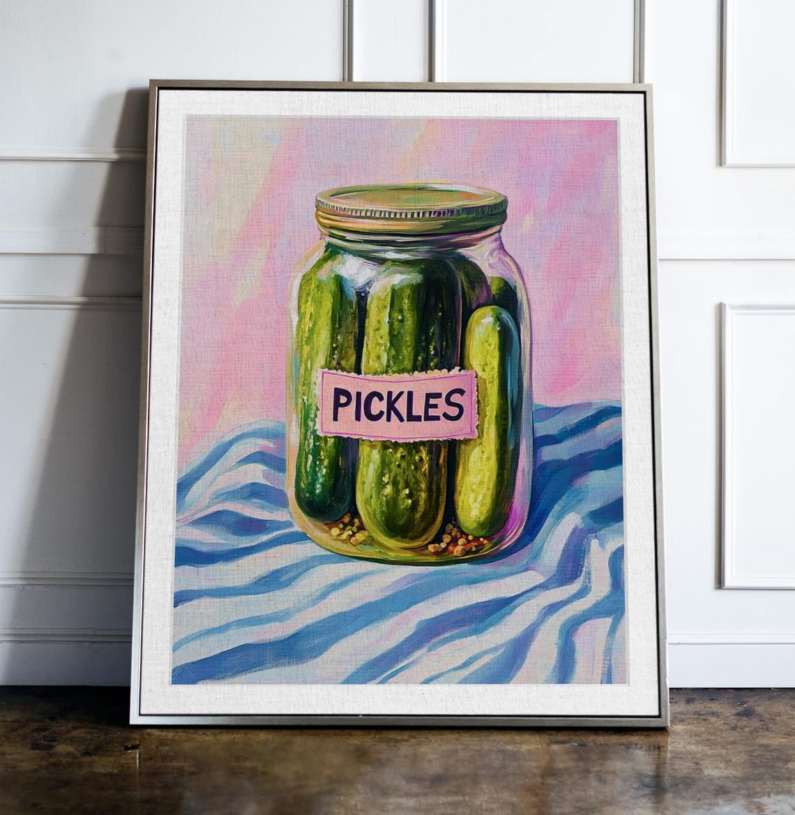 Vibrant Pickles Jar Art Print: Colorful Kitchen Wall Decor For Food ...
