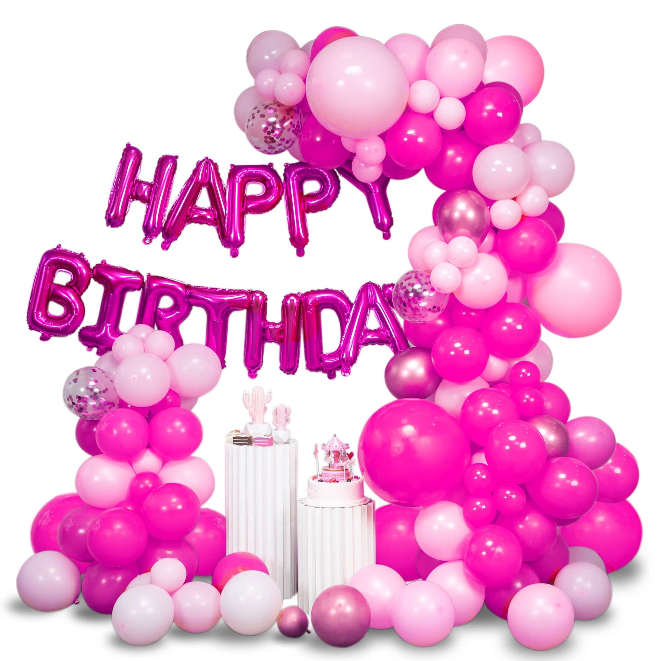 Vibrant Pink Balloon Garland Kit for Girls Birthday Celebration - 141 ...